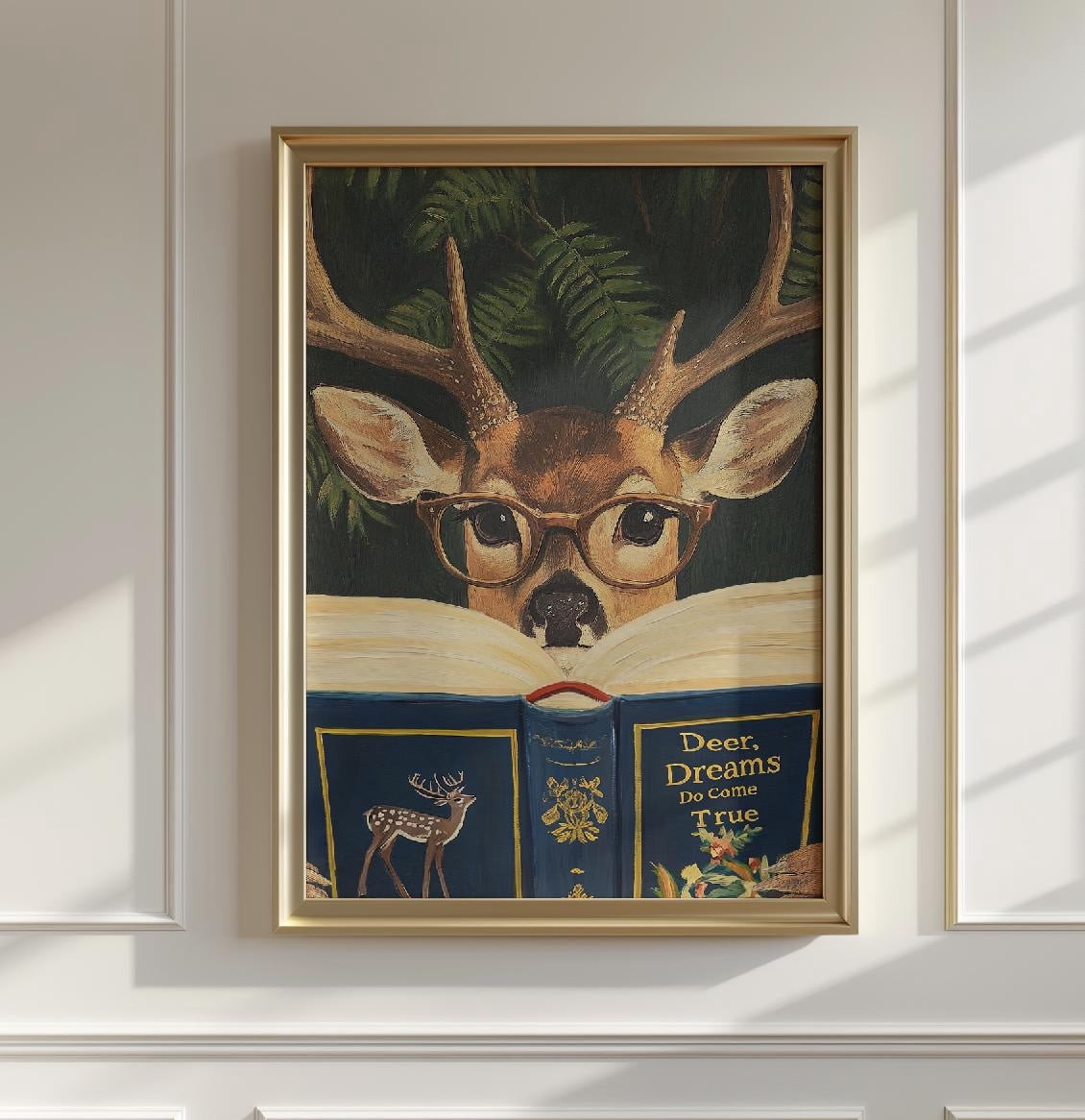 DIANANA Whimsical Deer Reading Book Art Poster - Literary Animal ...