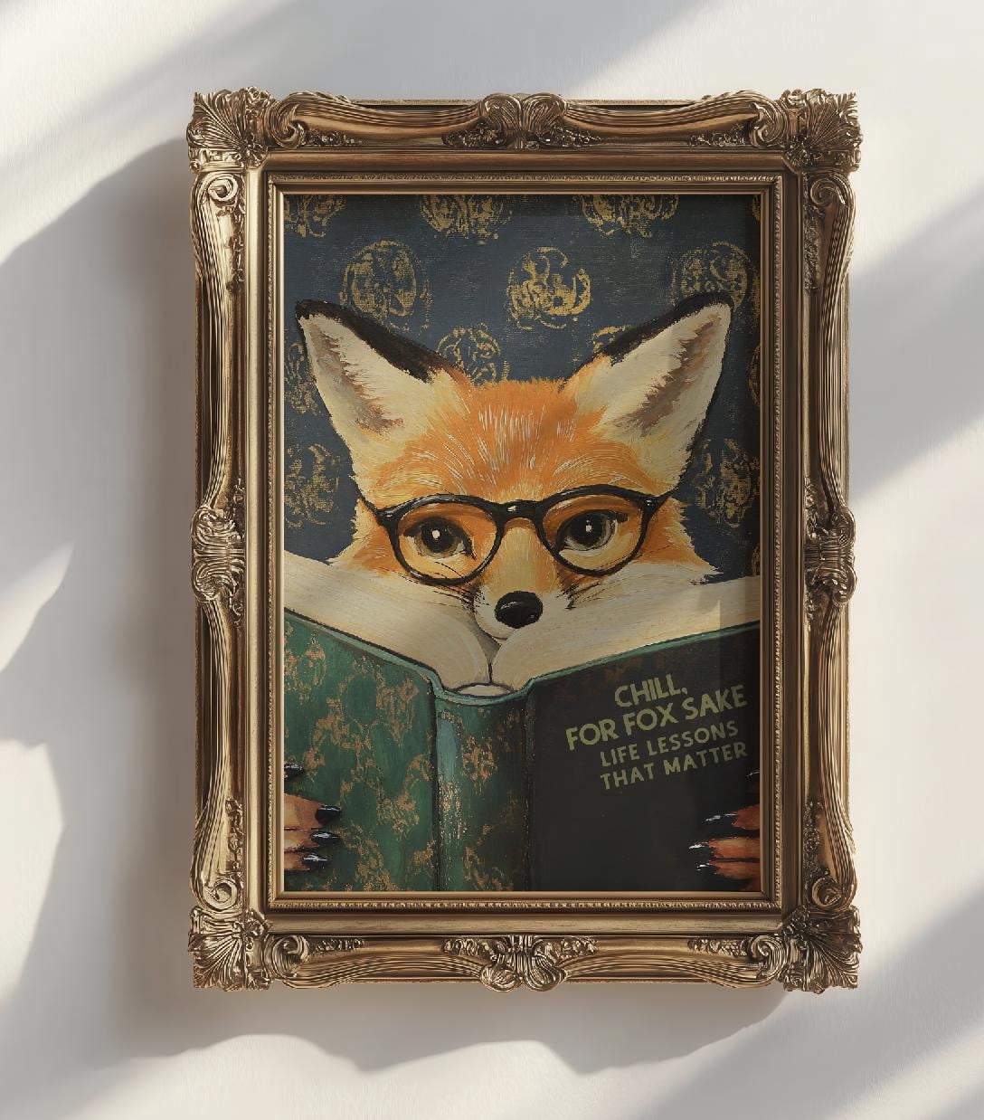 DIANANA Whimsical Fox Reading Book Art Poster - Literary Animal Wall ...