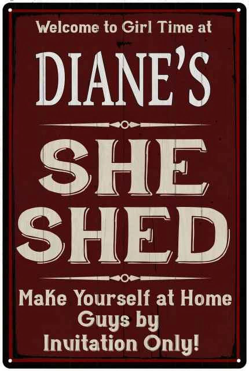 DIANE'S She Shed Red Sign Lady Cave Sign 16 x 24 Matte Finish Metal ...