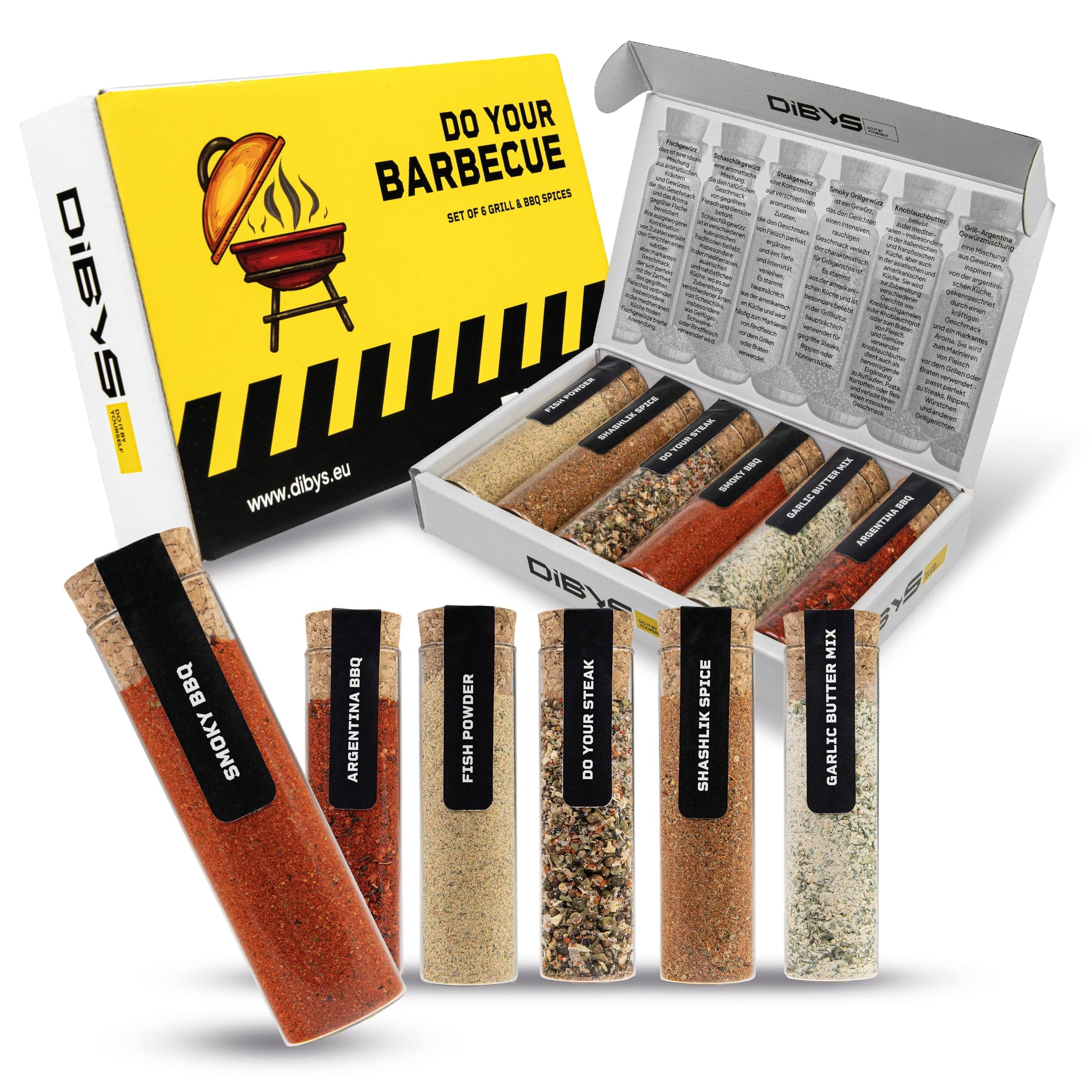 DIBYS Gourmet Grill Seasoning DEF29 Set - 6 BBQ Meat, Steak, Beef, Pork ...