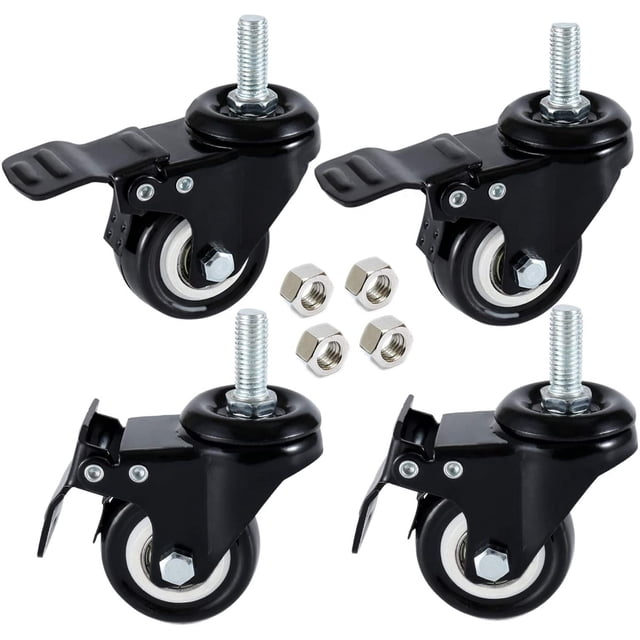 DICASAL 4 Pack 1.5 Inch Swivel Stem Casters, Caster Wheels 3/8"- 16 x 1 ...