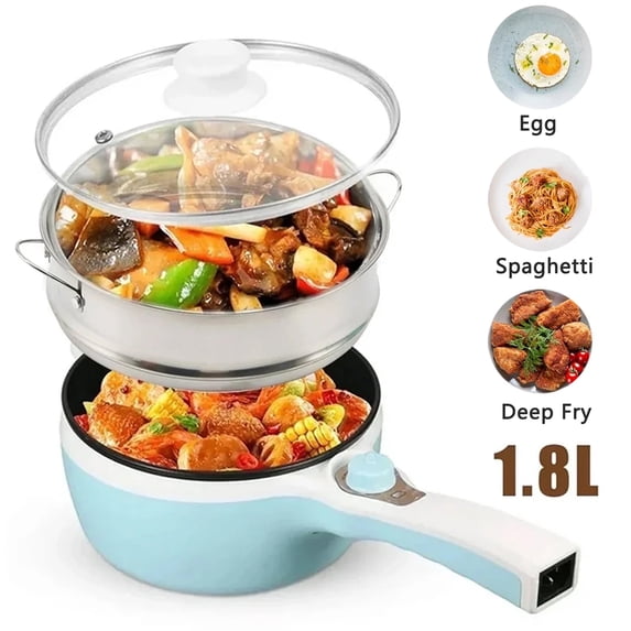 DICEEVIL 1.8L Electric Hot Pot with Steamer, Non-Stick Ramen Cooker ...