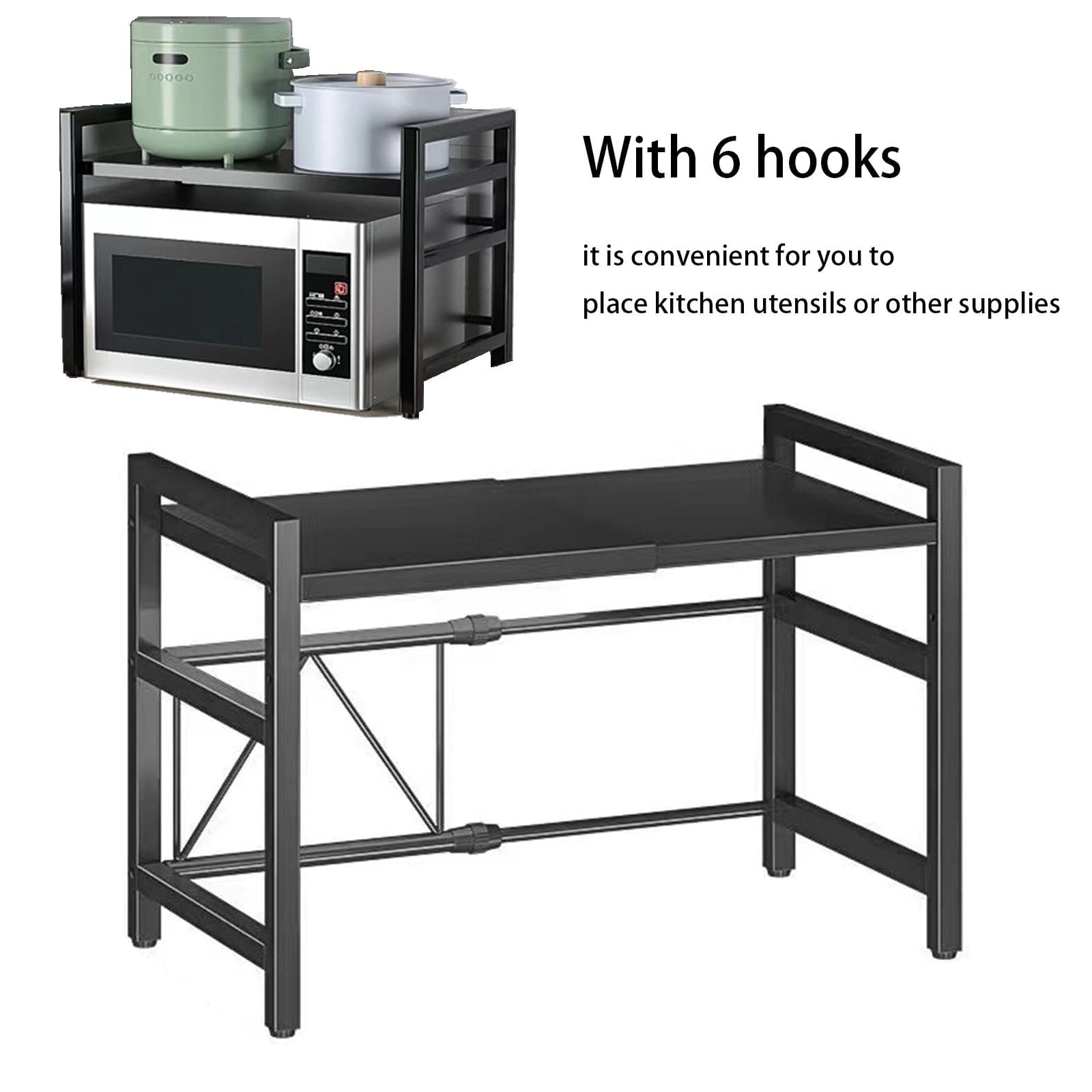 DICEEVIL 2-Tier Expandable Microwave Oven Rack, Kitchen Countertop ...