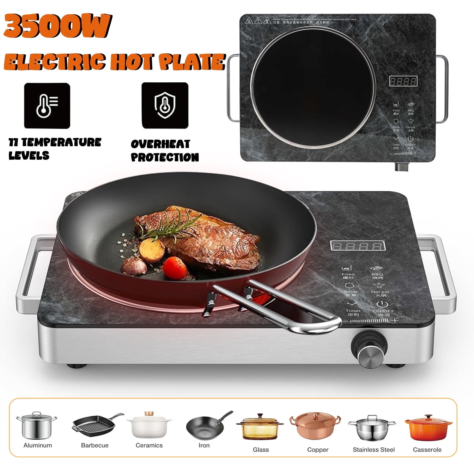 DICEEVIL 3500W Electric Ceramic Stove, Portable Infrared Burner ...