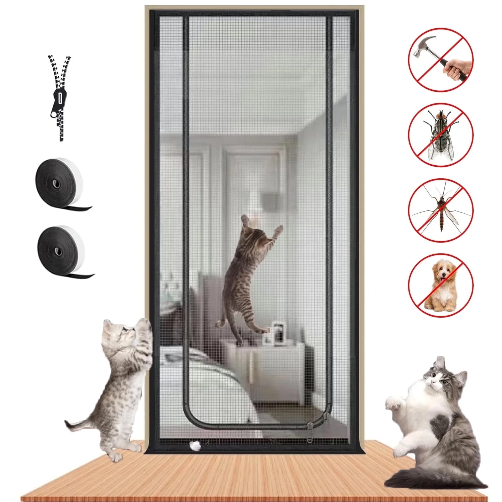 DICEEVIL Reinforced Cat Screen Door, Thickened Cat Resistant Mesh ...