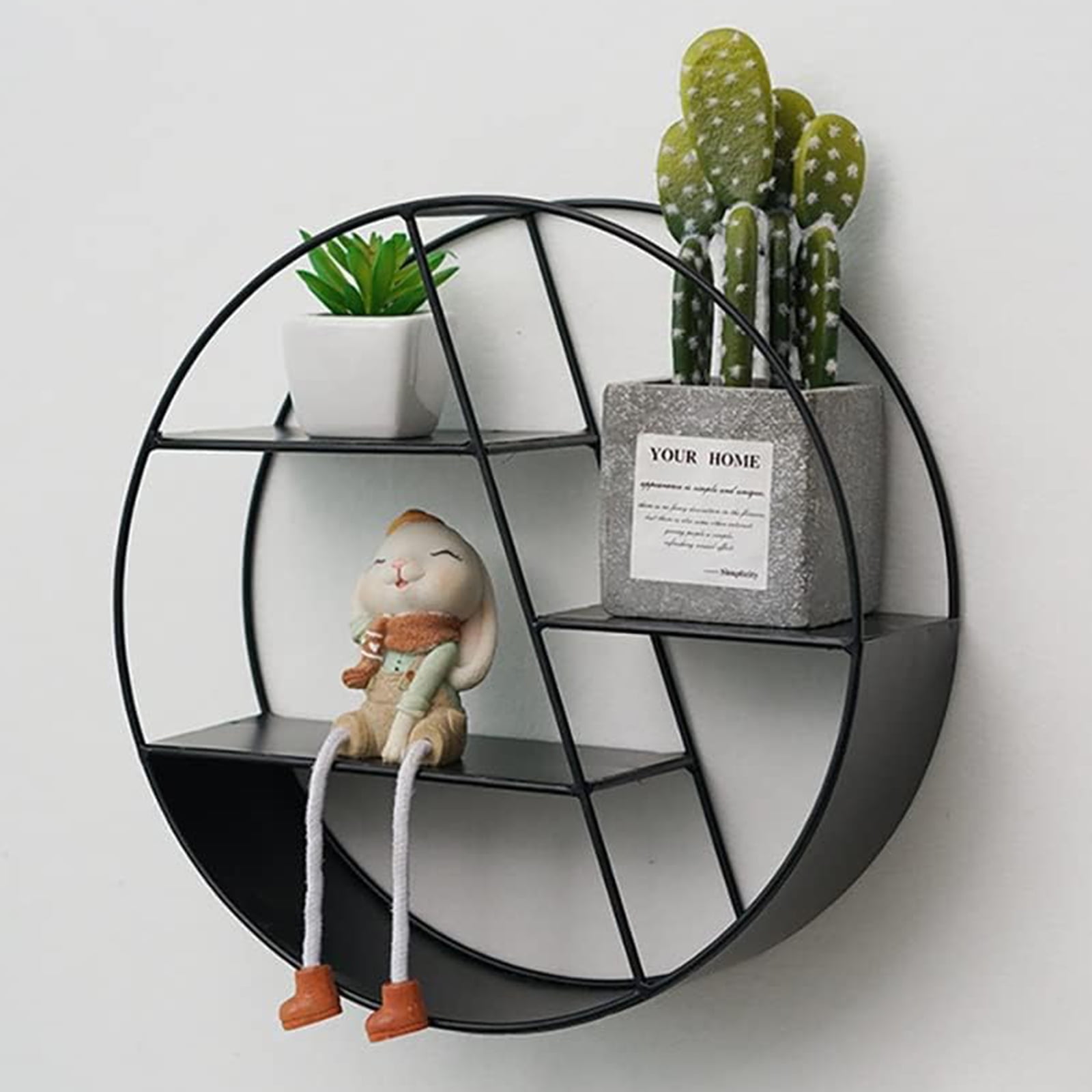 DICEEVIL Round Wall Shelf Black, 3 Tier Geometric Wall-Mounted Circular ...