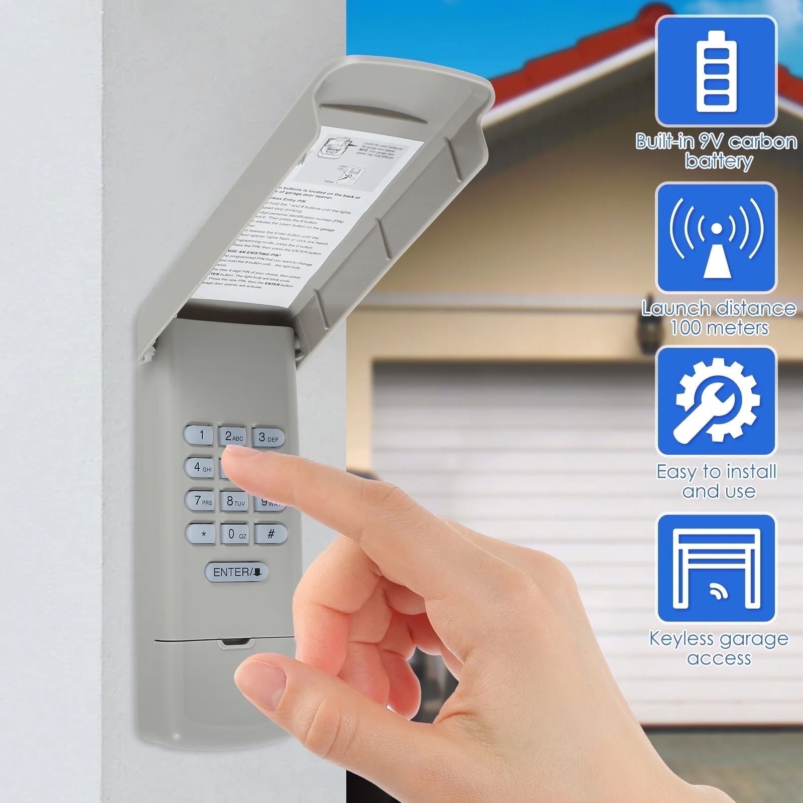 DICEEVIL Wireless Keyless Keypad, Remote Garage Entry Door Opener ...