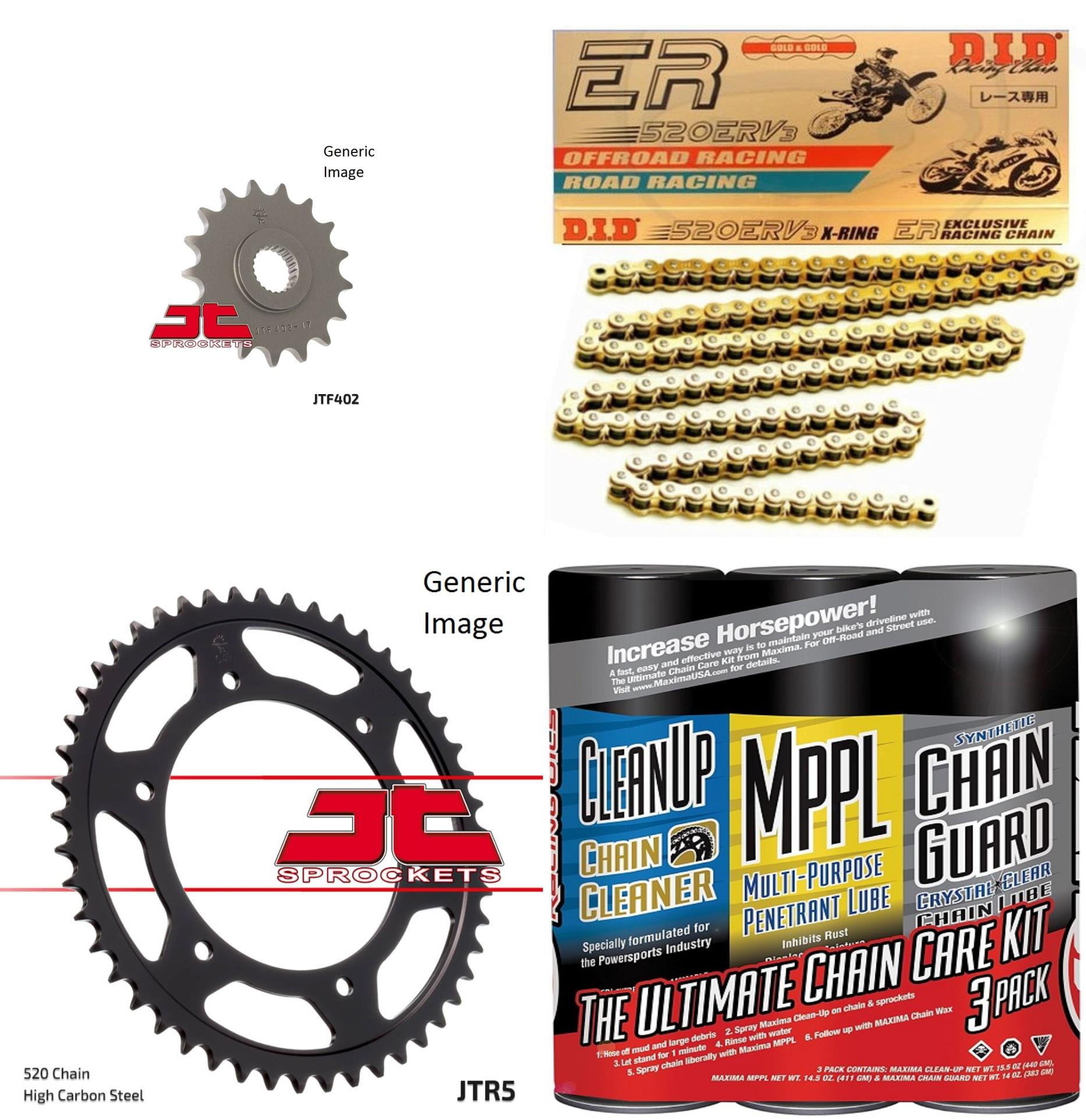 DID 520 ERV3 Racing Chain Gold with MAXIMA Wax, JT Front & Rear ...