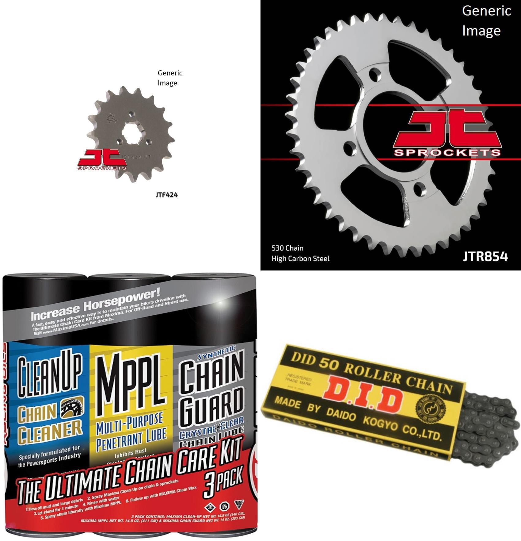 DID Standard 530 Chain Natural with MAXIMA Wax, JT Front & Rear Sprocket Kit for Street YAMAHA ...