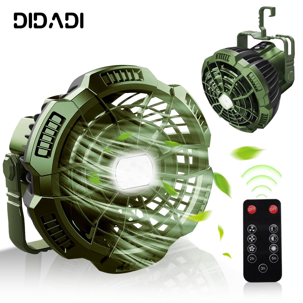 DIDADI Rechargeable Fan with LED Lantern, 7800mAh & 25 Hours Work-time,Battery Powered Fan with ...