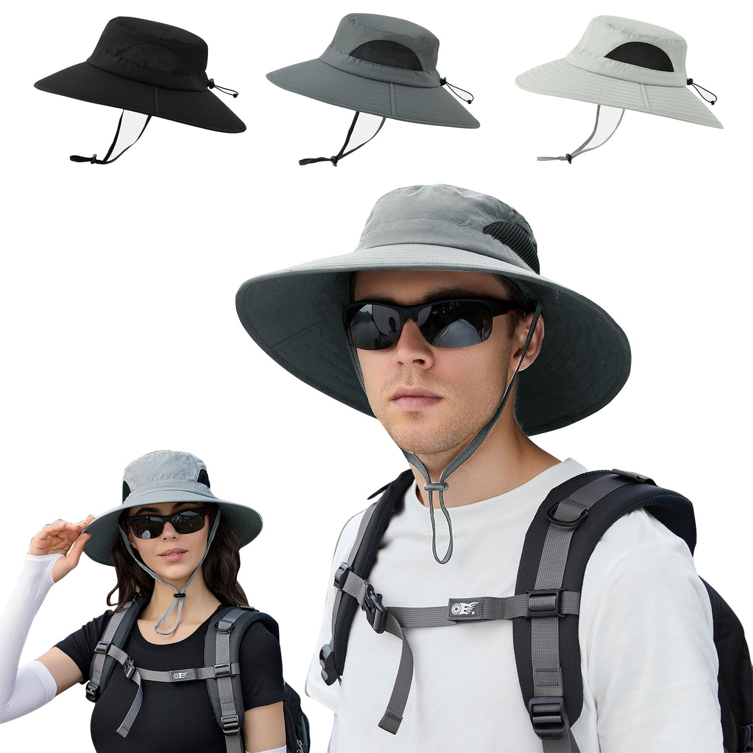 DIDADI Wide Brim Sun Hats, Waterproof & Breathable Bucket Hat with ...