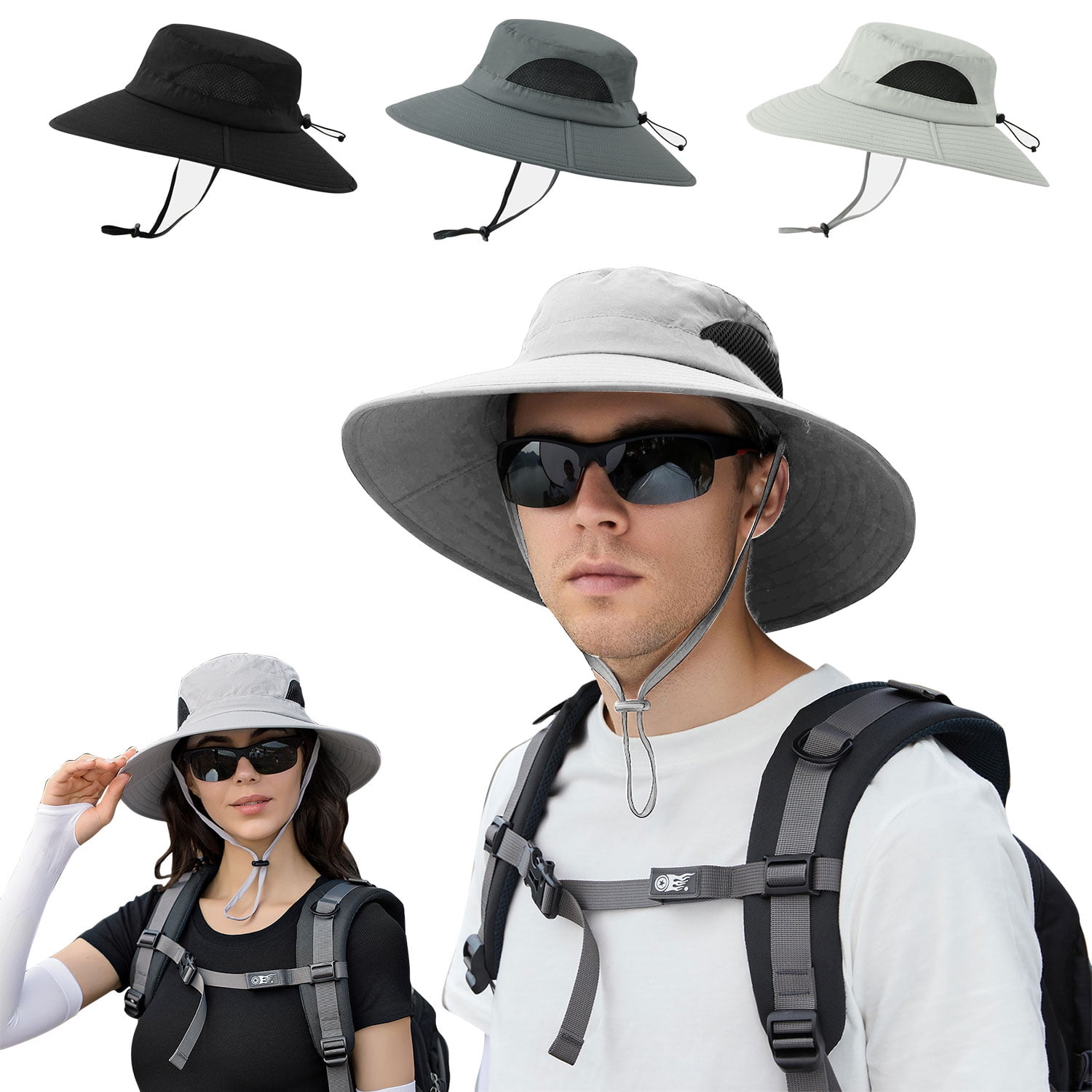 DIDADI Wide Brim Sun Hats, Waterproof & Breathable Bucket Hat with ...
