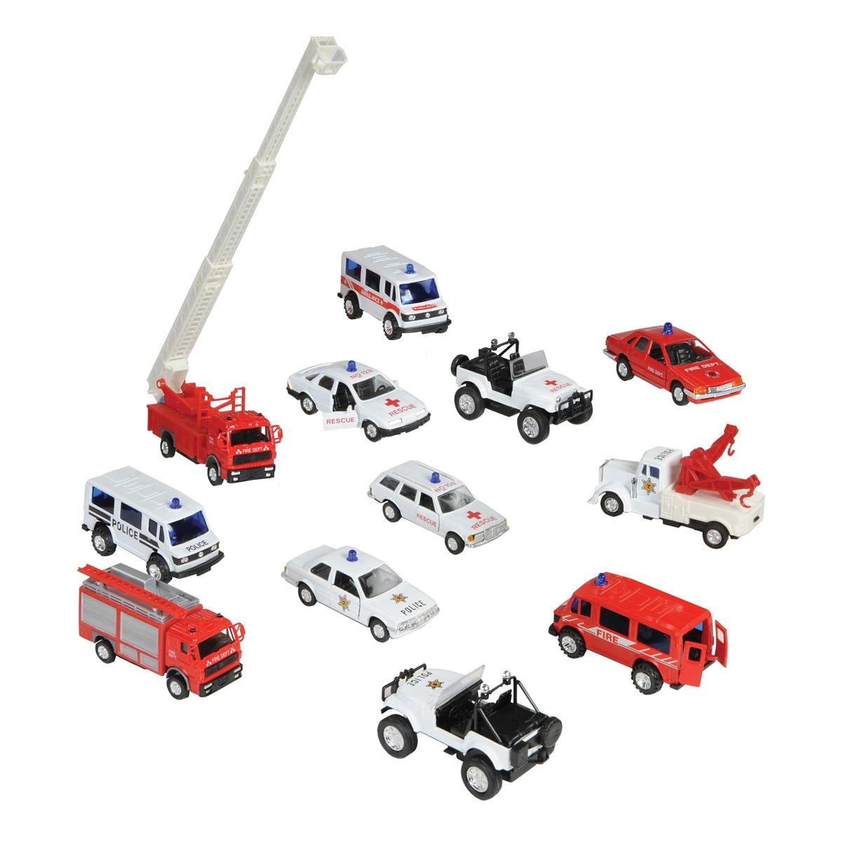 U.S. Toy Pullback Emergency Vehicles - Set of 12 - Walmart.com