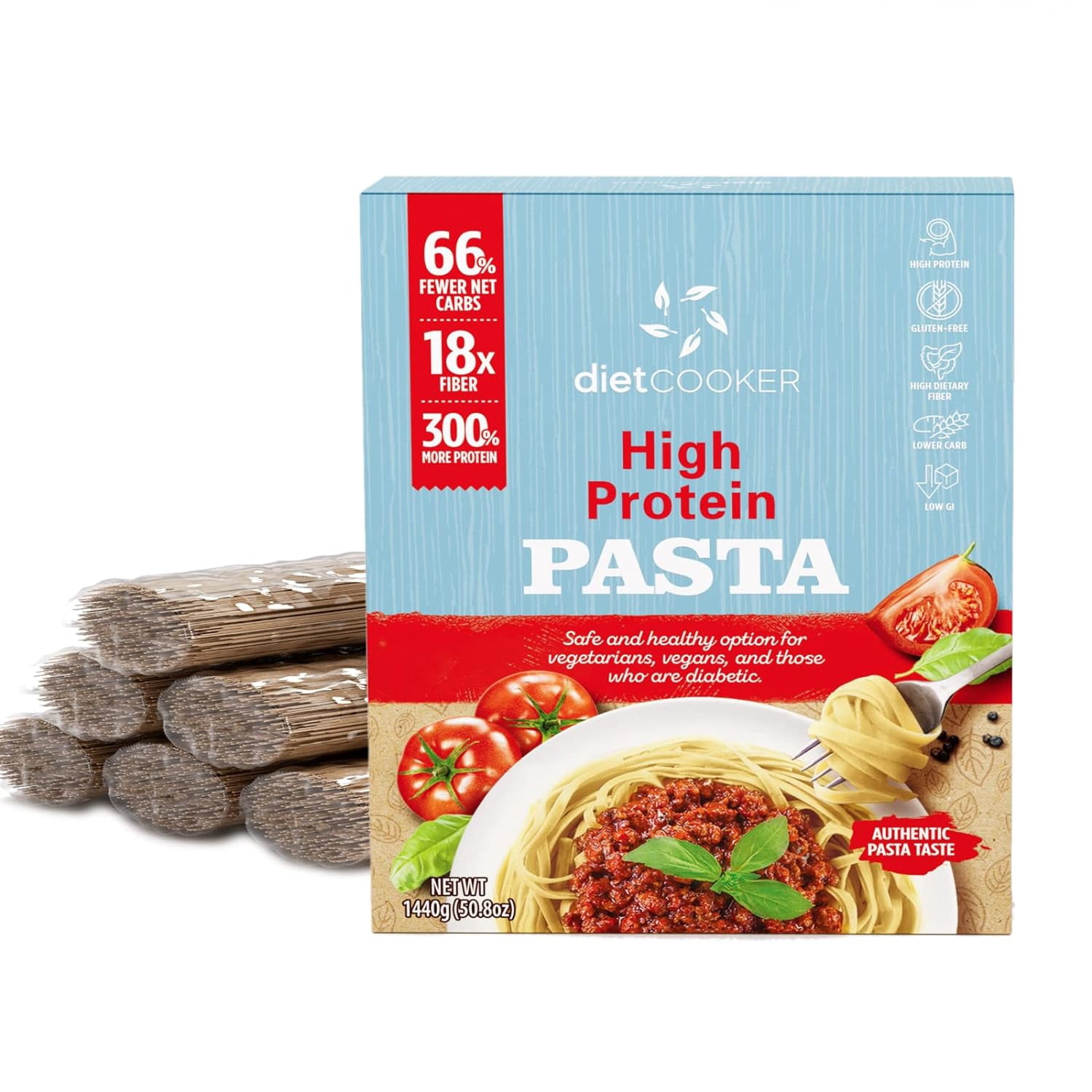 DIET COOKER High Protein Pasta, 24g Protein & 7.4g of Fiber In Every 2 ...