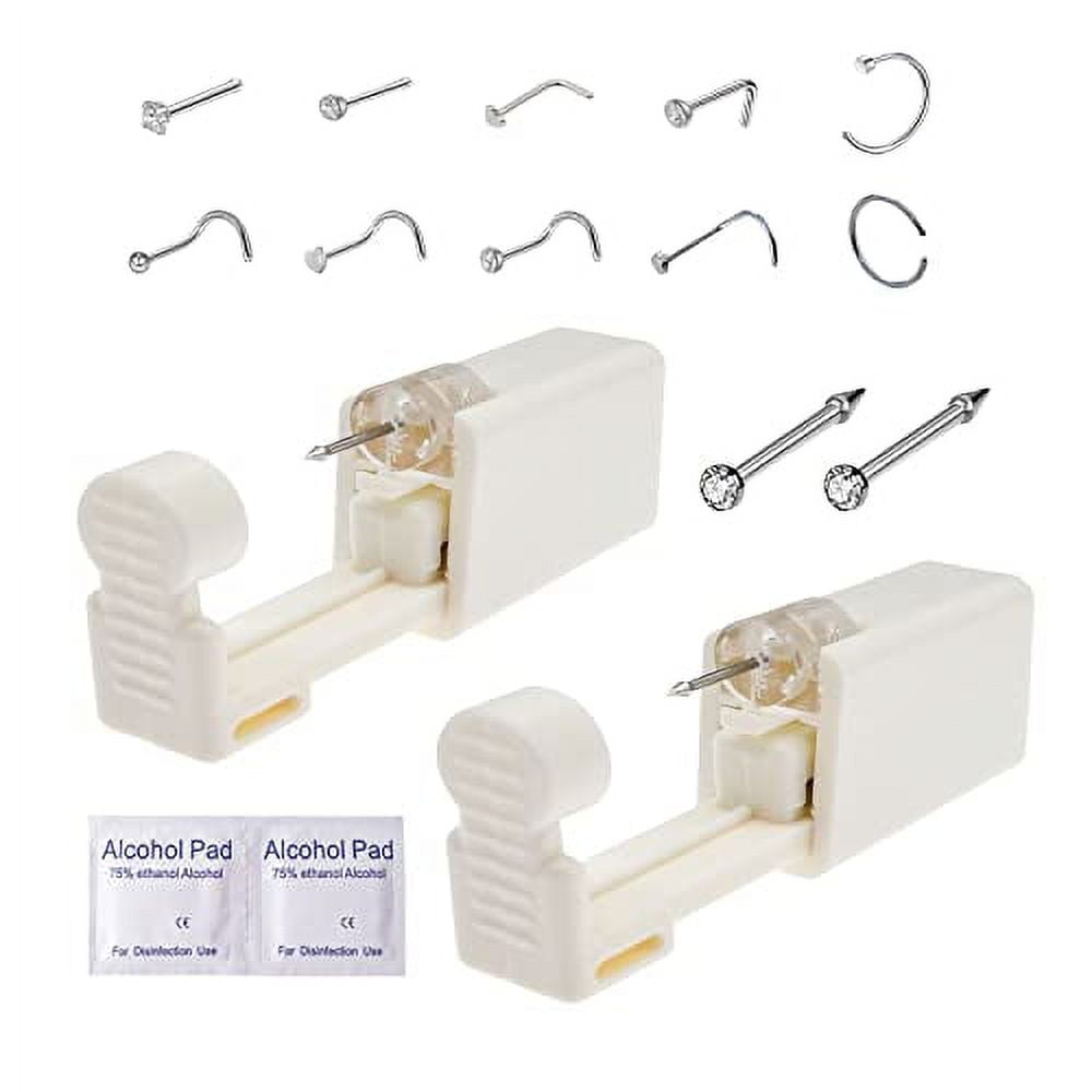 DIEWEISIMI Nose Piercing Kit, 2 Pack Disposable Self Nose Piercing Gun ...