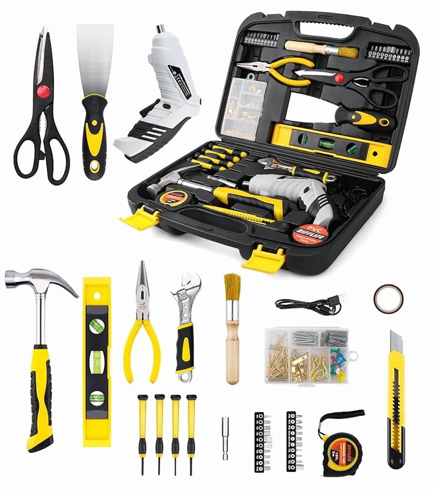 DIFFLIFE 136 Piece Tool Set,General Household Hand Tool Kit with ...