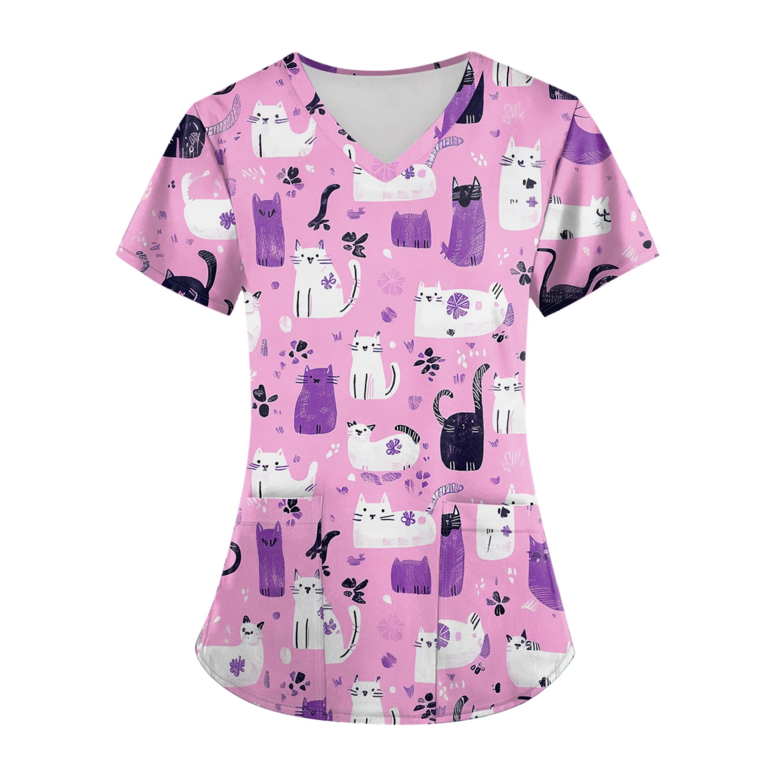 DIFUOUWE Cute Cartoon Scrubs for Women Set Cozy Fit Scrub Top & Pant ...