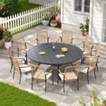 DIFY 11PCS Patio Furniture Set, 10 Stackable Wicker Chairs & 60" Metal ...