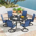 DIFY 7PCS Patio Dining Set, 50" Round Slatted Table and 6 Swivel ...