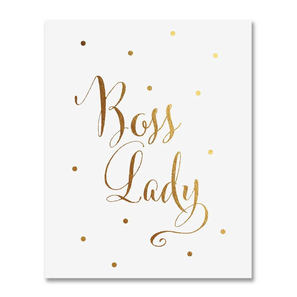 DIGIBUDDHA Boss Lady Gold Foil Print Poster Woman Chic Girly Office ...