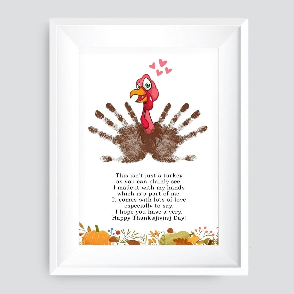 DIGITAL DOWNLOAD FILE Turkey Handprint Art with Poem, Thanksgiving ...