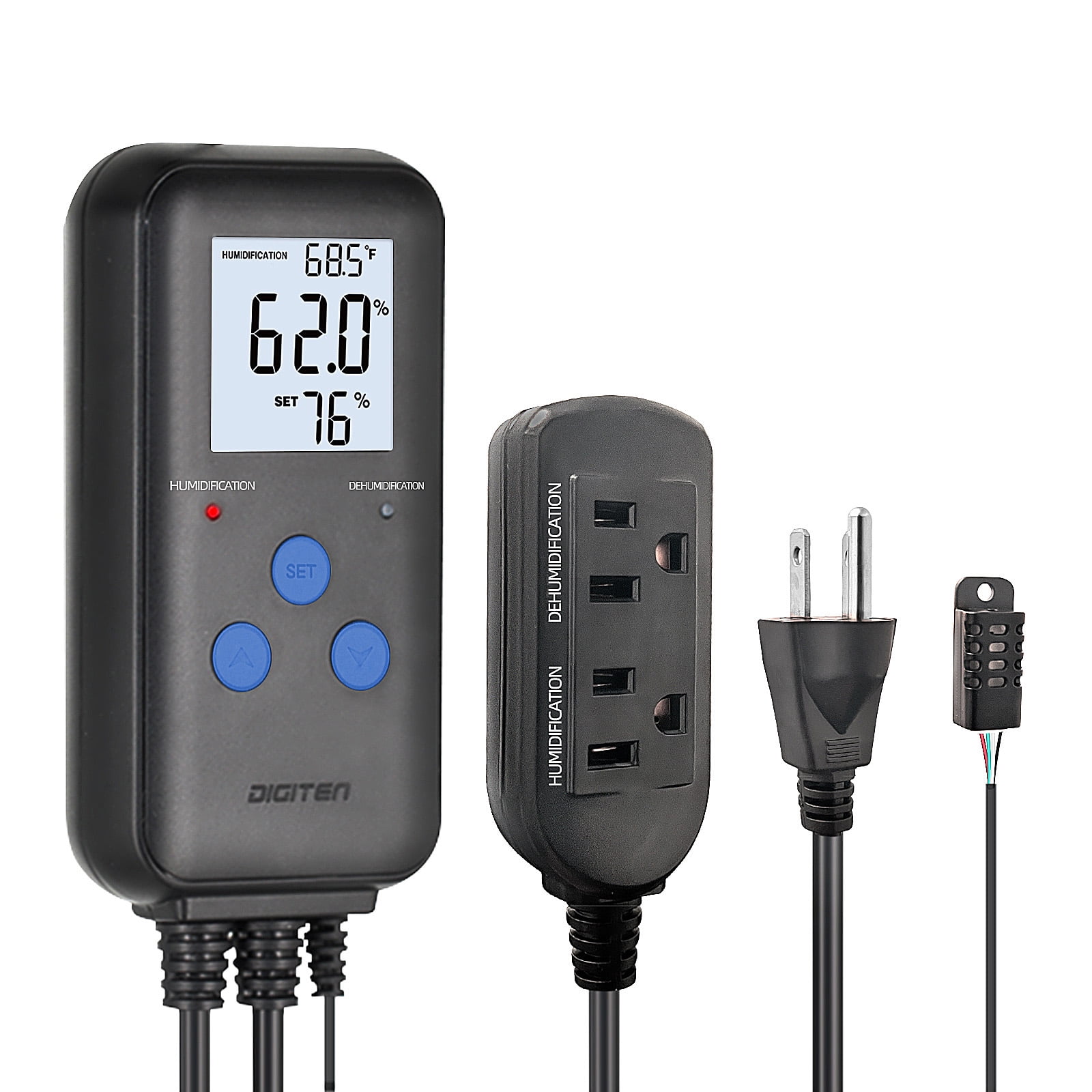 DIGITEN Humidity Controller Pre-Wired Digital Humidistat with Temperature Display, Dual-Stage ...