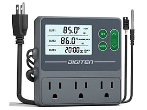 DIGITEN Temperature and Humidity Controller with Timer - 3 Outlet, 2 ...