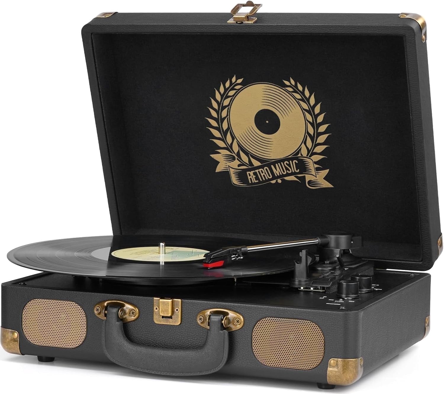 DIGITNOW Vinyl Record Player Bluetooth Turntable 3-Speed Suitcase ...