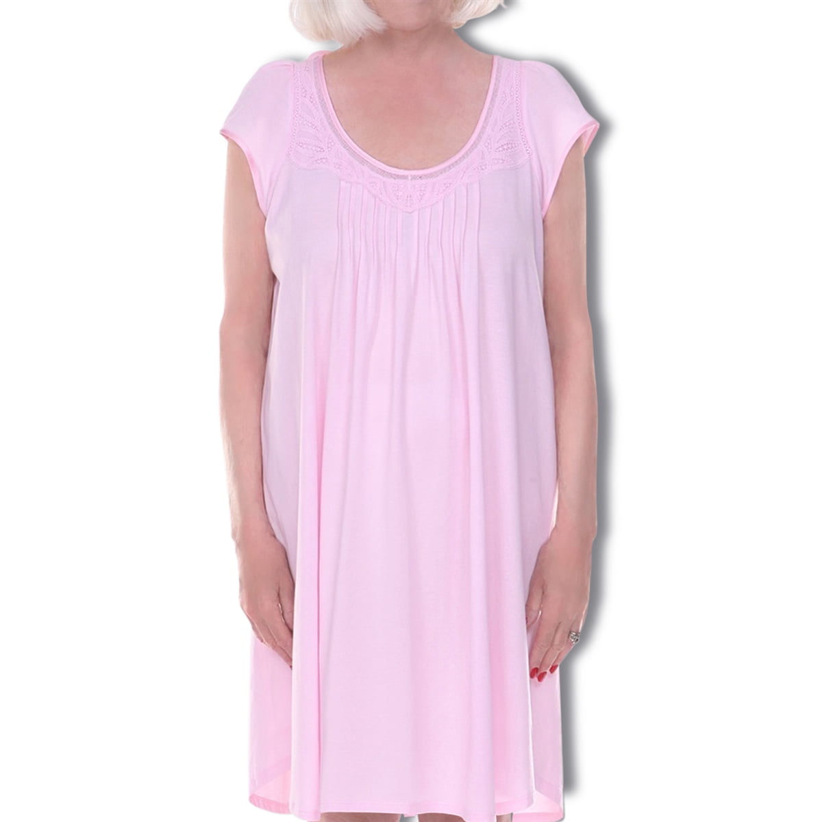 DIGNITY PAJAMAS Open Back Nightgown for Ladies Cotton Cap Sleeve Lace ...