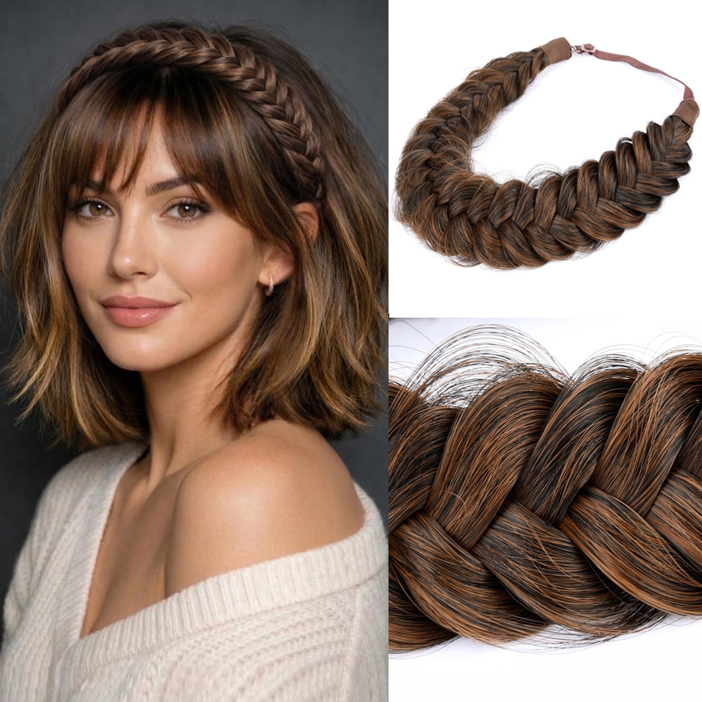 DIGUAN Messy Wide 2 Strands Synthetic Hair Braided Headband Classic ...