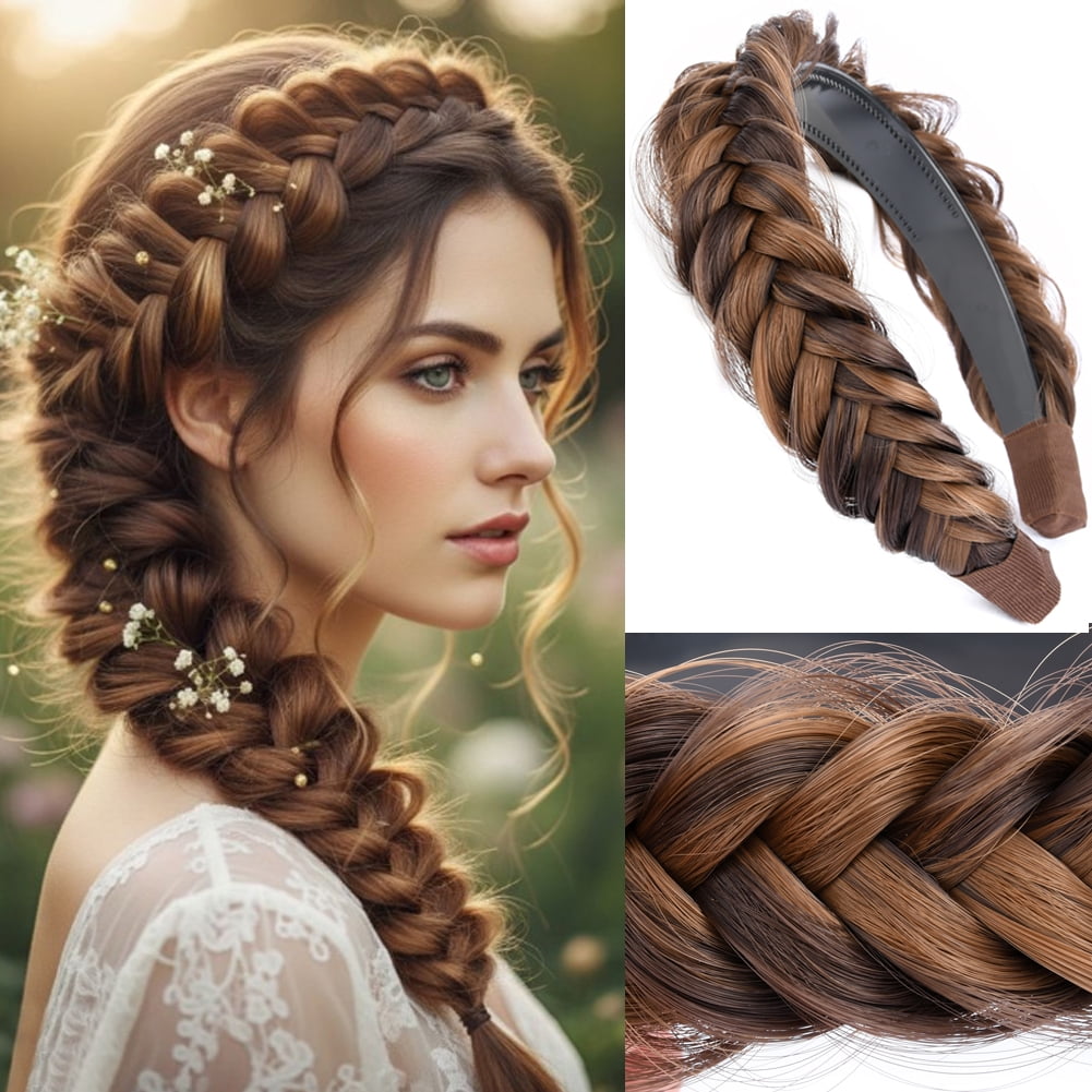 DIGUAN Wide Messy Braided Headband With Teeth Synthetic Hair Plaited ...
