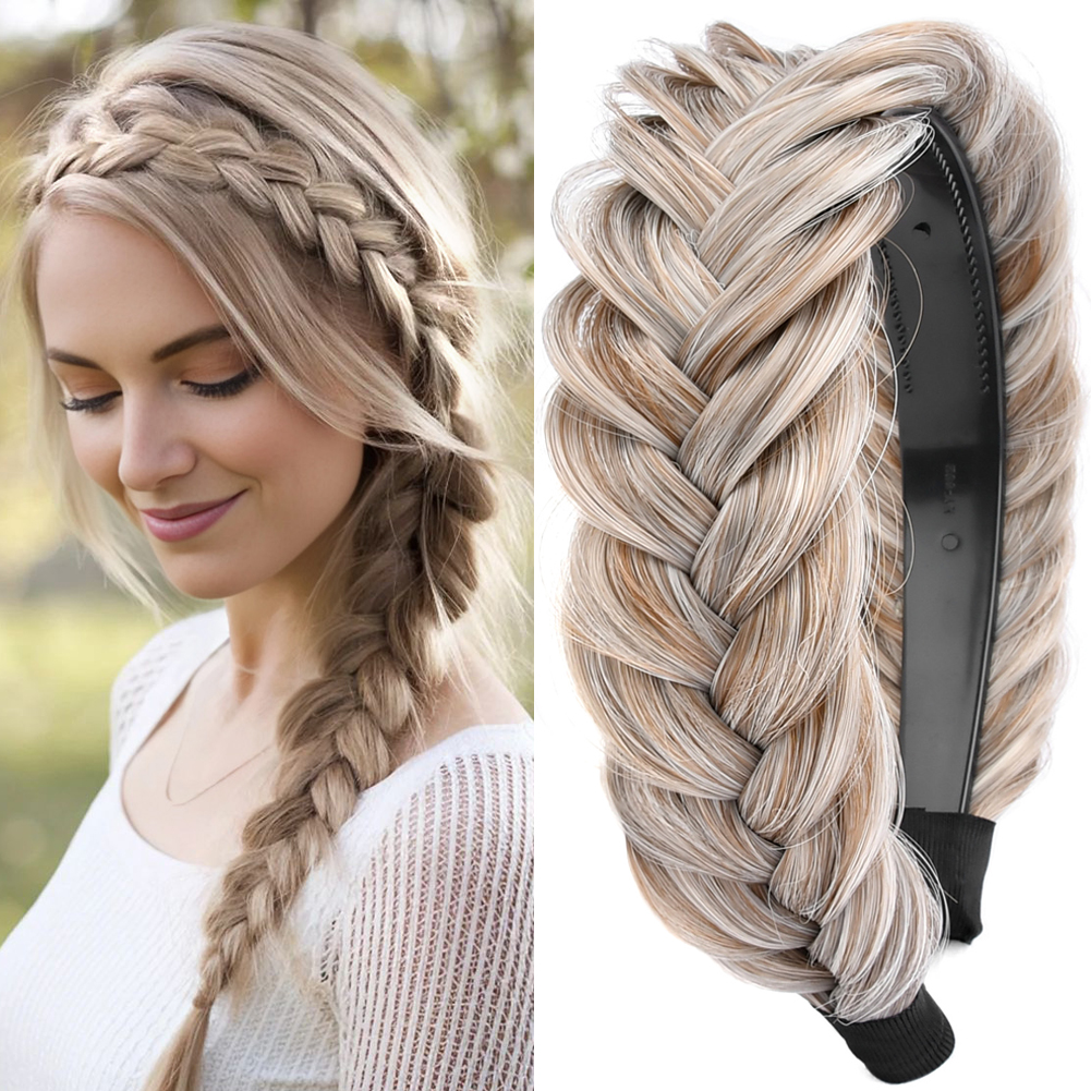 DIGUAN Wide Messy Braided Headband With Teeth Synthetic Hair Plaited ...