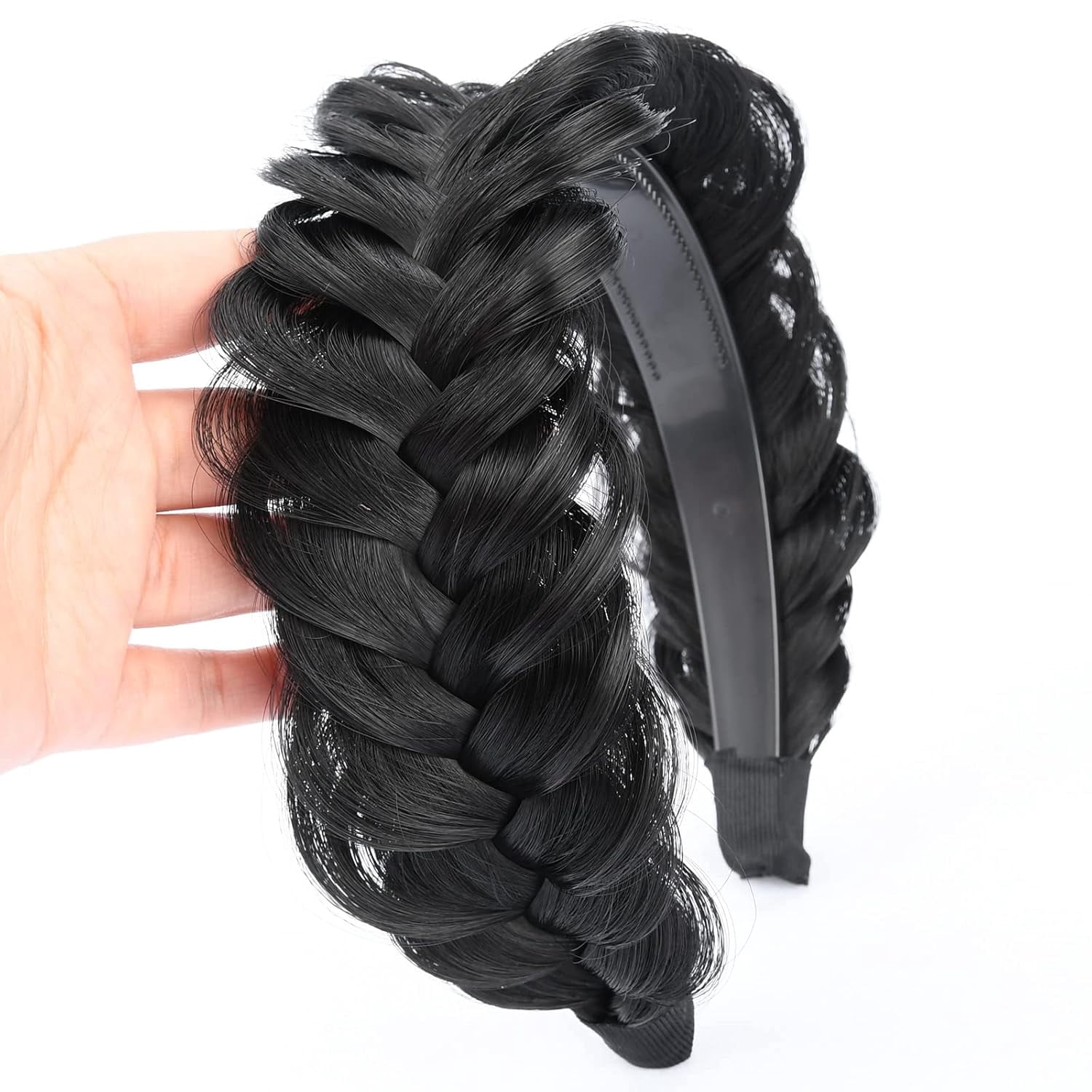 DIGUAN Wide Messy Braided Headband With Teeth Synthetic Hair Plaited ...