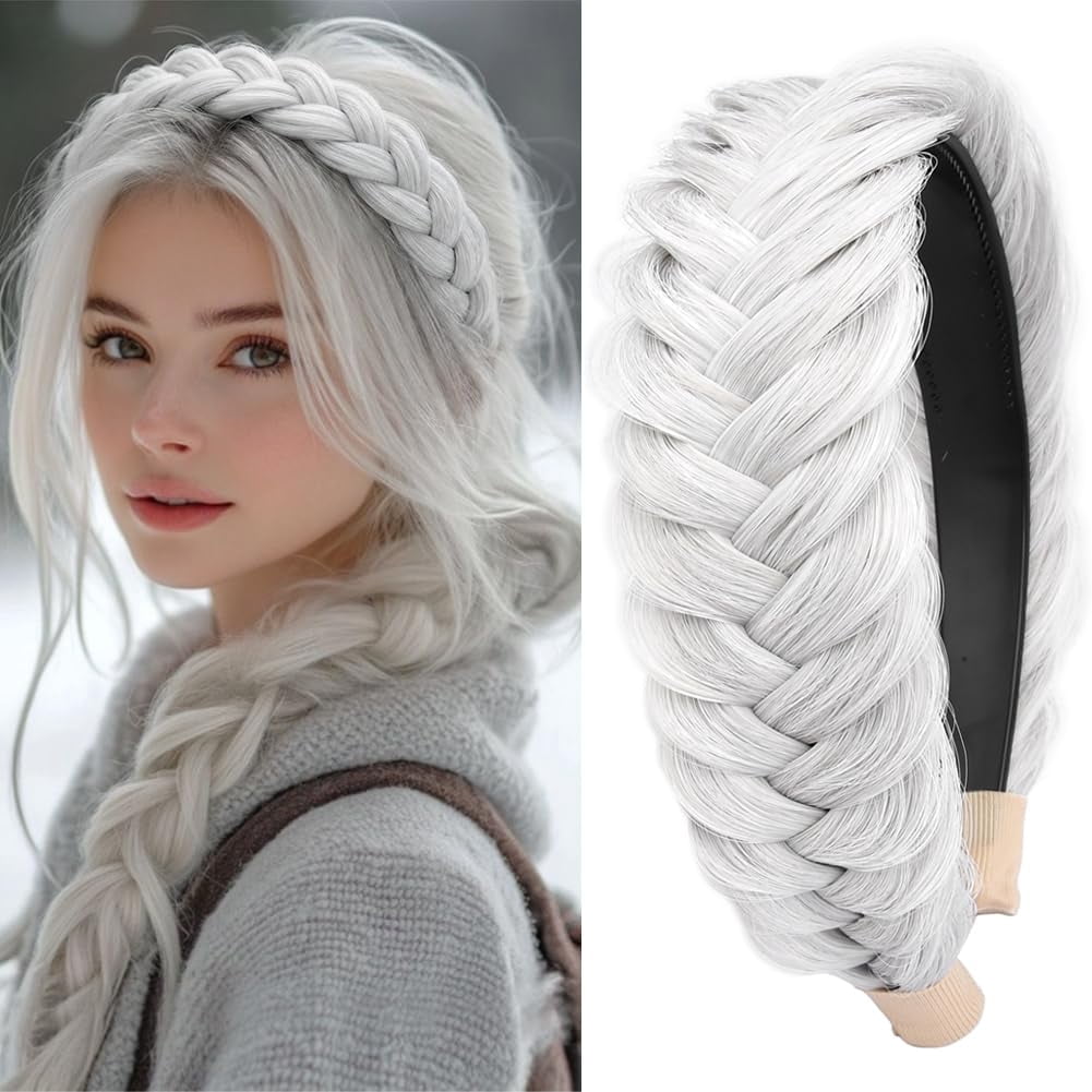 DIGUAN Wide Messy Braided Headband With Teeth Synthetic Hair Plaited ...