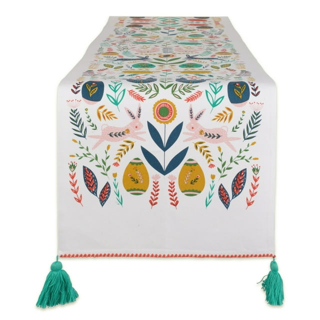 DII 14x108" Modern Cotton Easter Garden Embellished Table Runner in ...