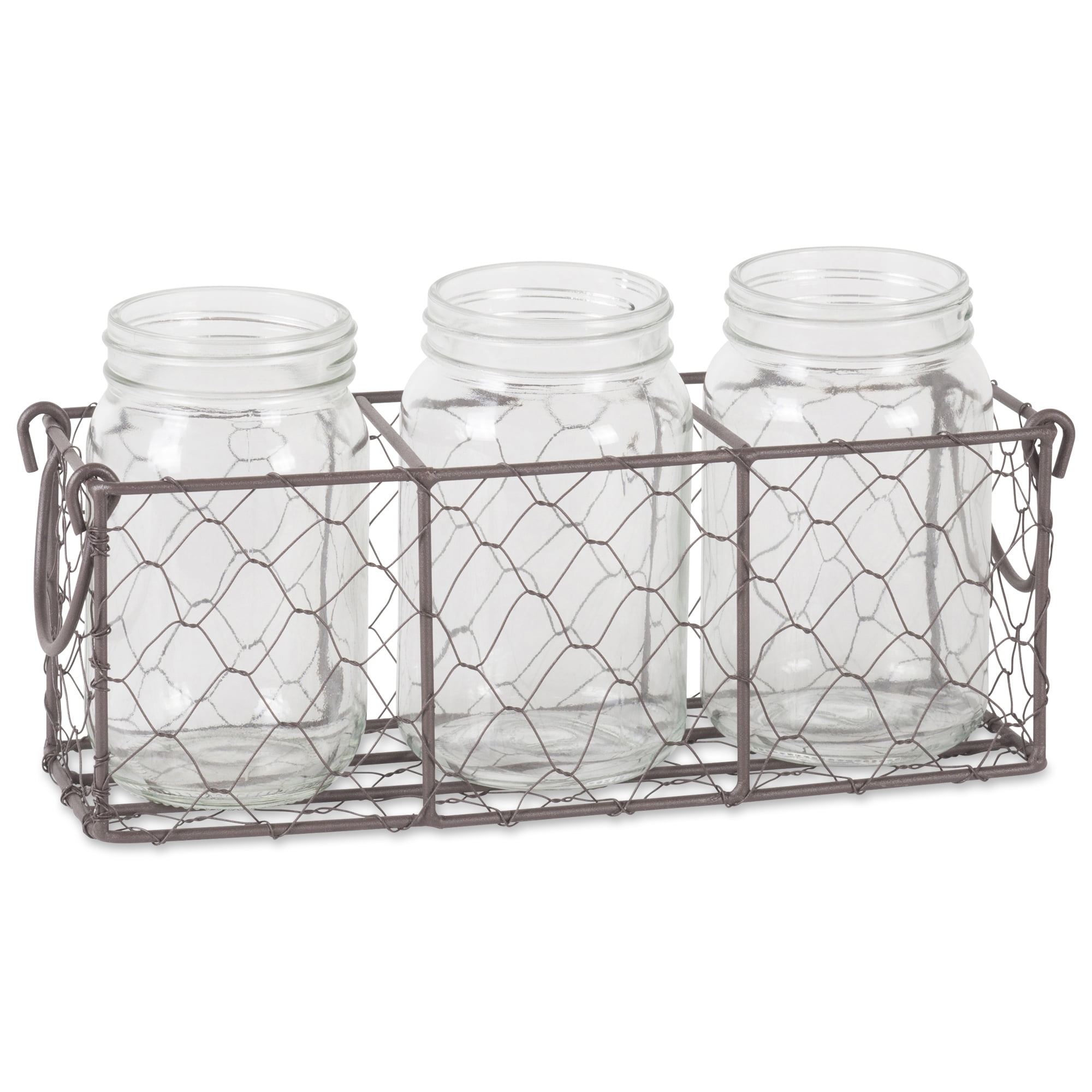 DII 3.55" Modern Metal Chicken wire Flatware Caddy with Clear Jars in ...