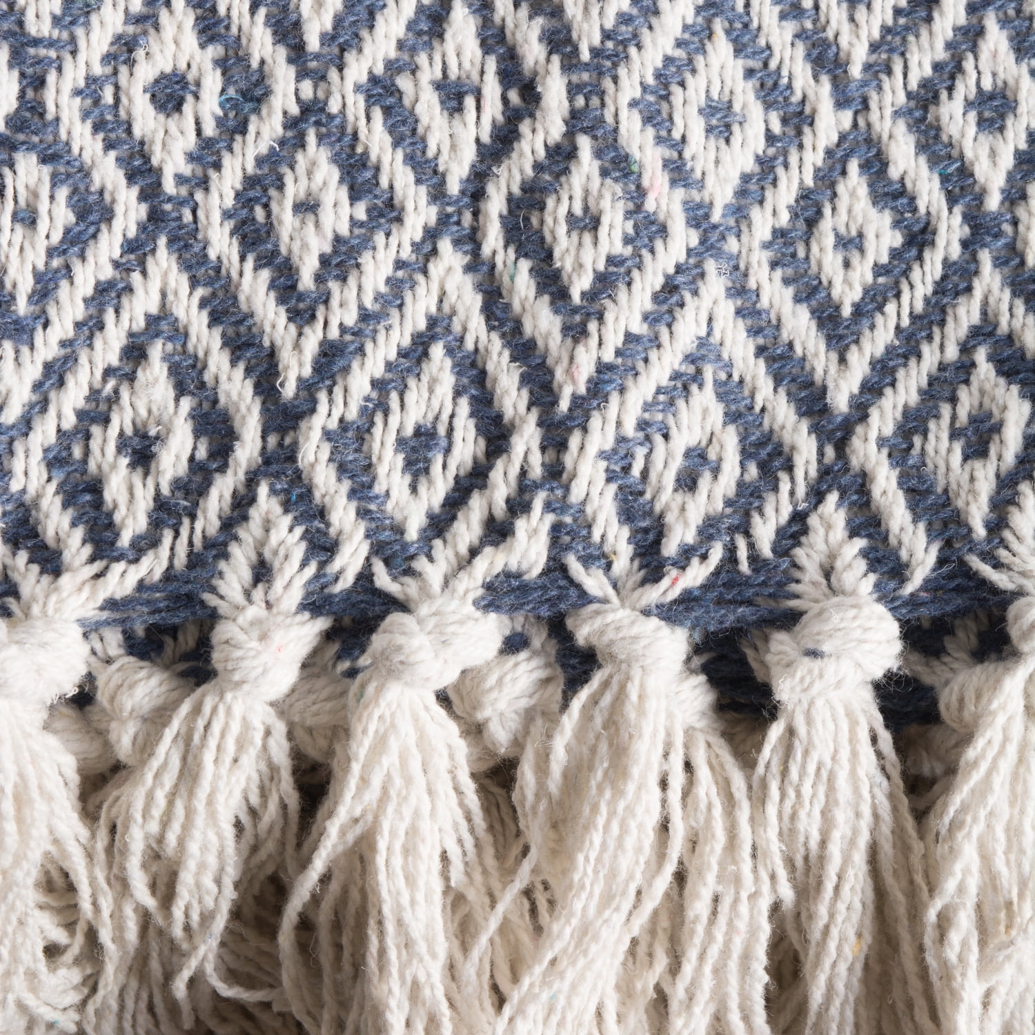 DII 60x50" Modern Cotton Double Diamond Throw in French Blue/Ivory ...