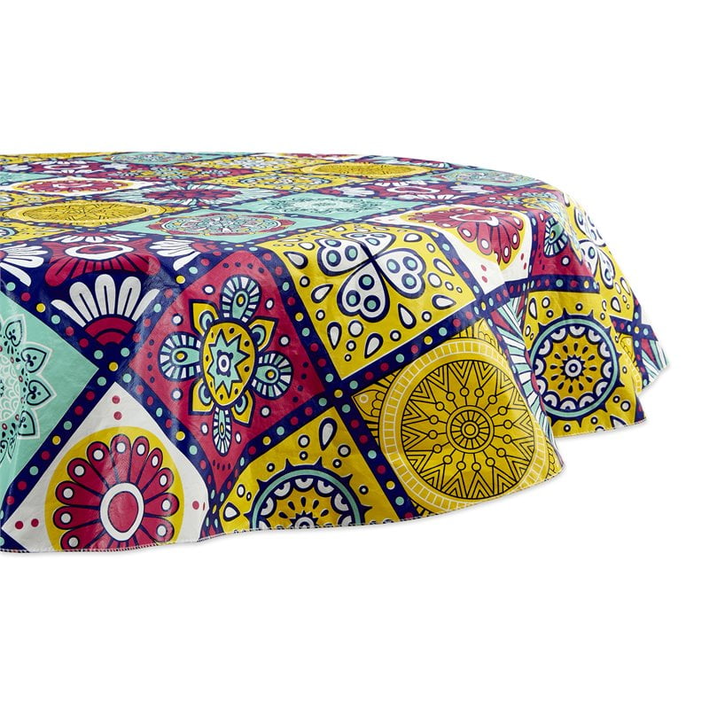 DII 70" Round Modern Fabric Morocco Summer Tablecloth in Multi-Color ...