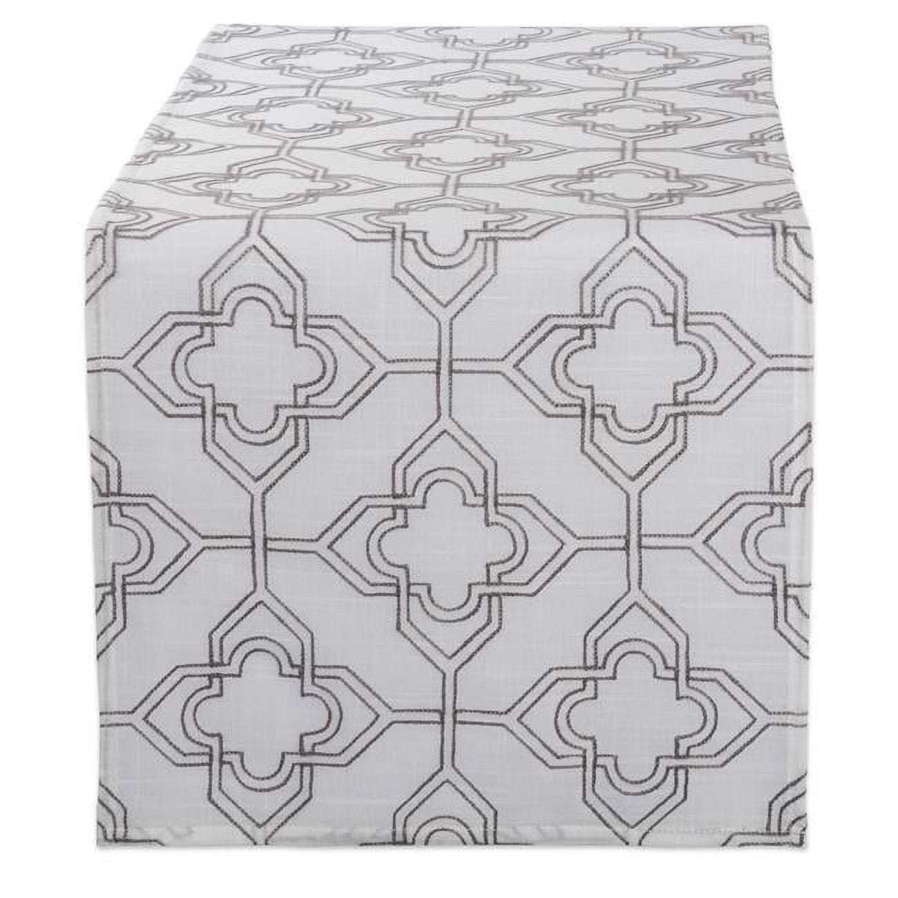 DII 70x14" Polyester Fabric Base Embroidered Lattice Table Runner in ...