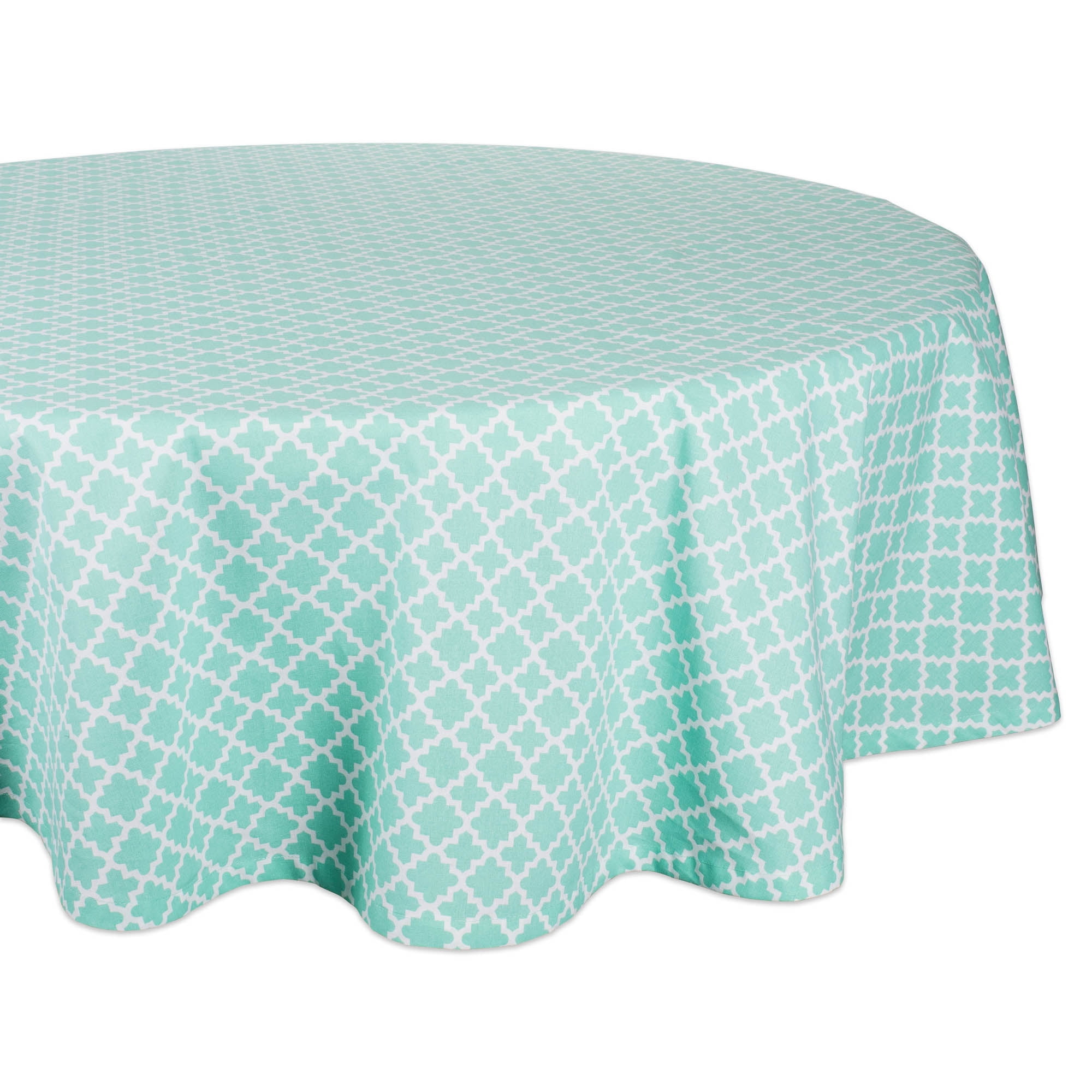 DII Aqua Lattice Tablecloth 70" Round, 100% Cotton - Walmart.com