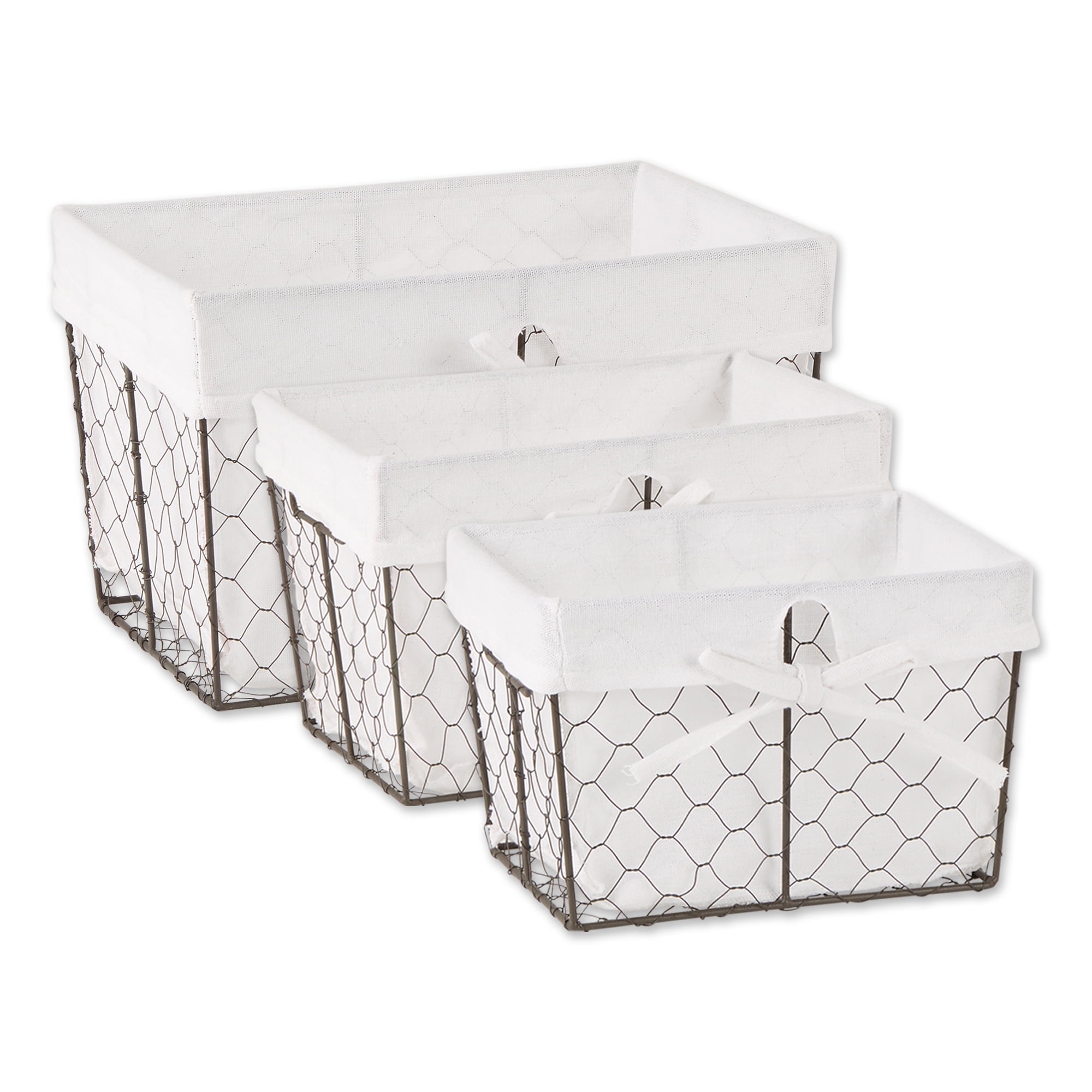 DII Assorted Antique Chicken Wire Baskets, Gray with White Liner, Set ...