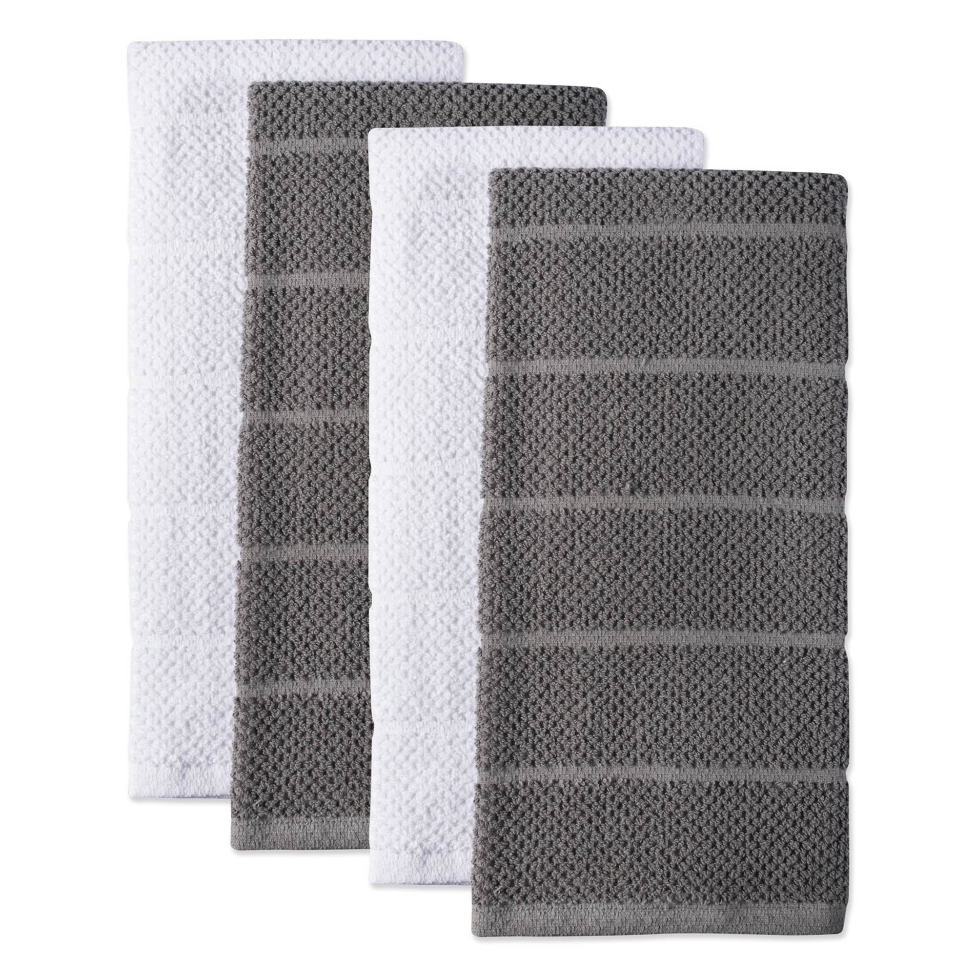 DII Modern Cotton Assorted Basic Chef Terry Dishtowels in Gray (Set of ...
