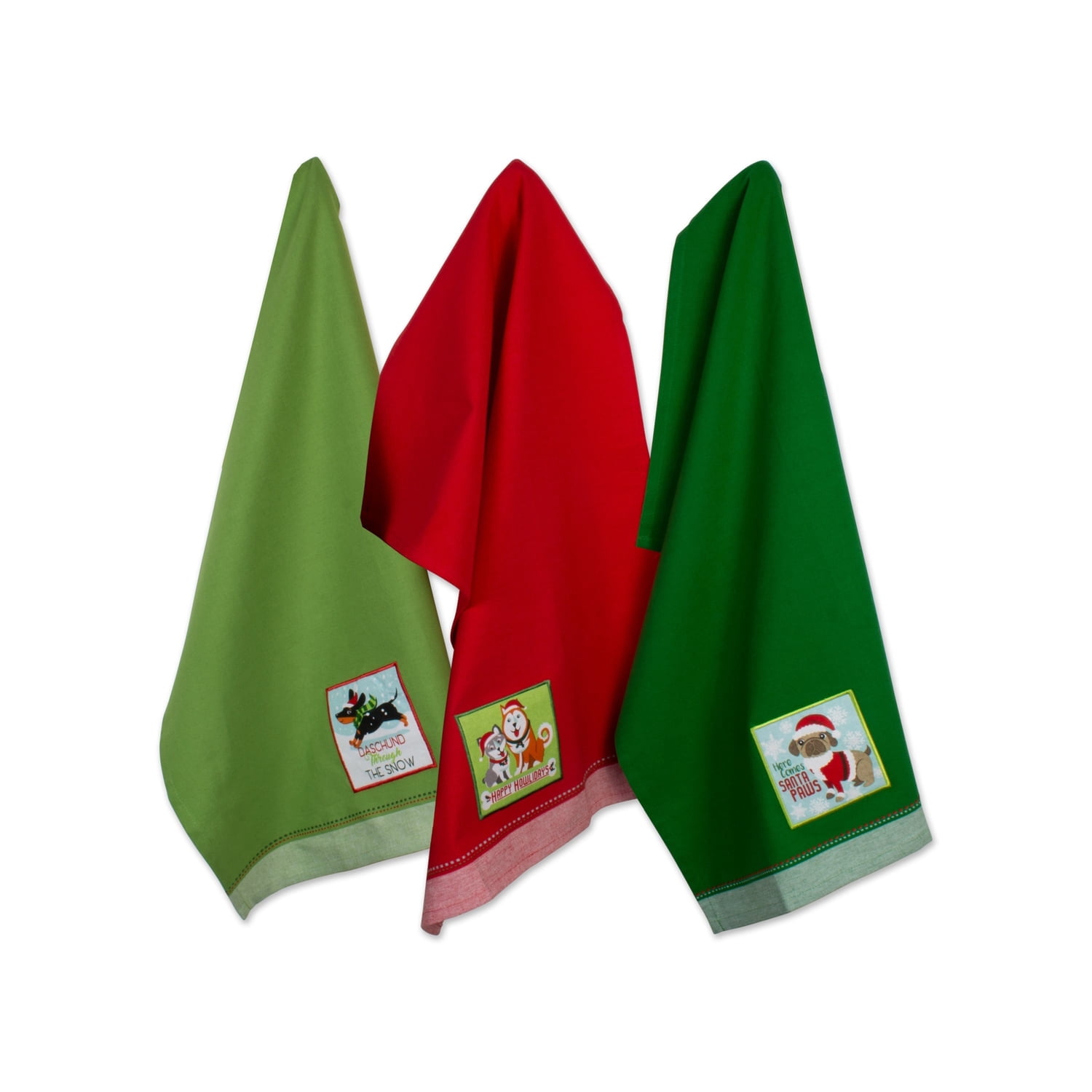 Assorted Holiday Pup Embellished Dishtowel (Set of 3) - Walmart.com