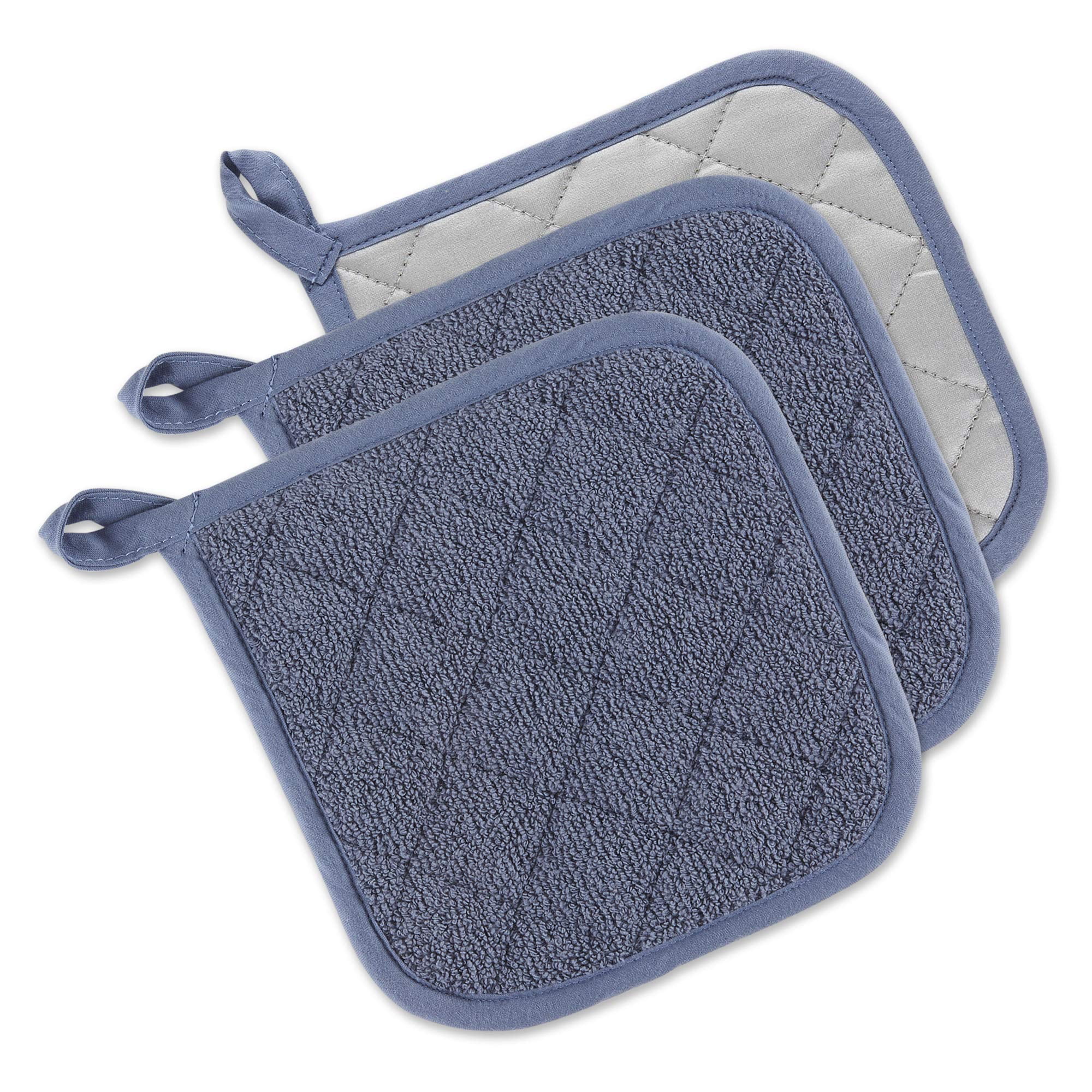 DII Basic Terry Collection Quilted 100% Cotton, Potholder, Stonewash Blue, 3 Piece - Walmart.com