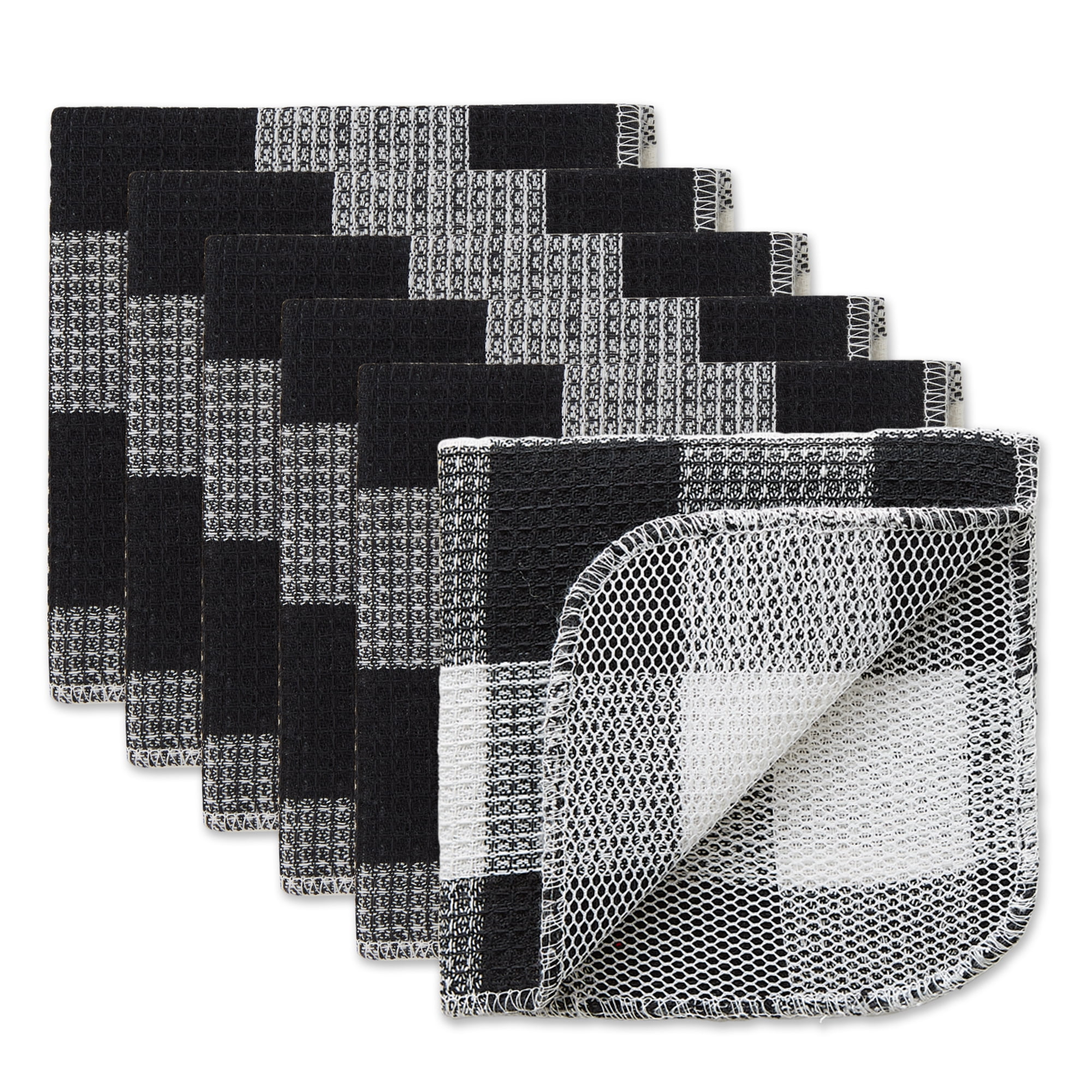 Black Buffalo Check Scrubber Dishcloth 6pk, 12x12 in - Walmart.com