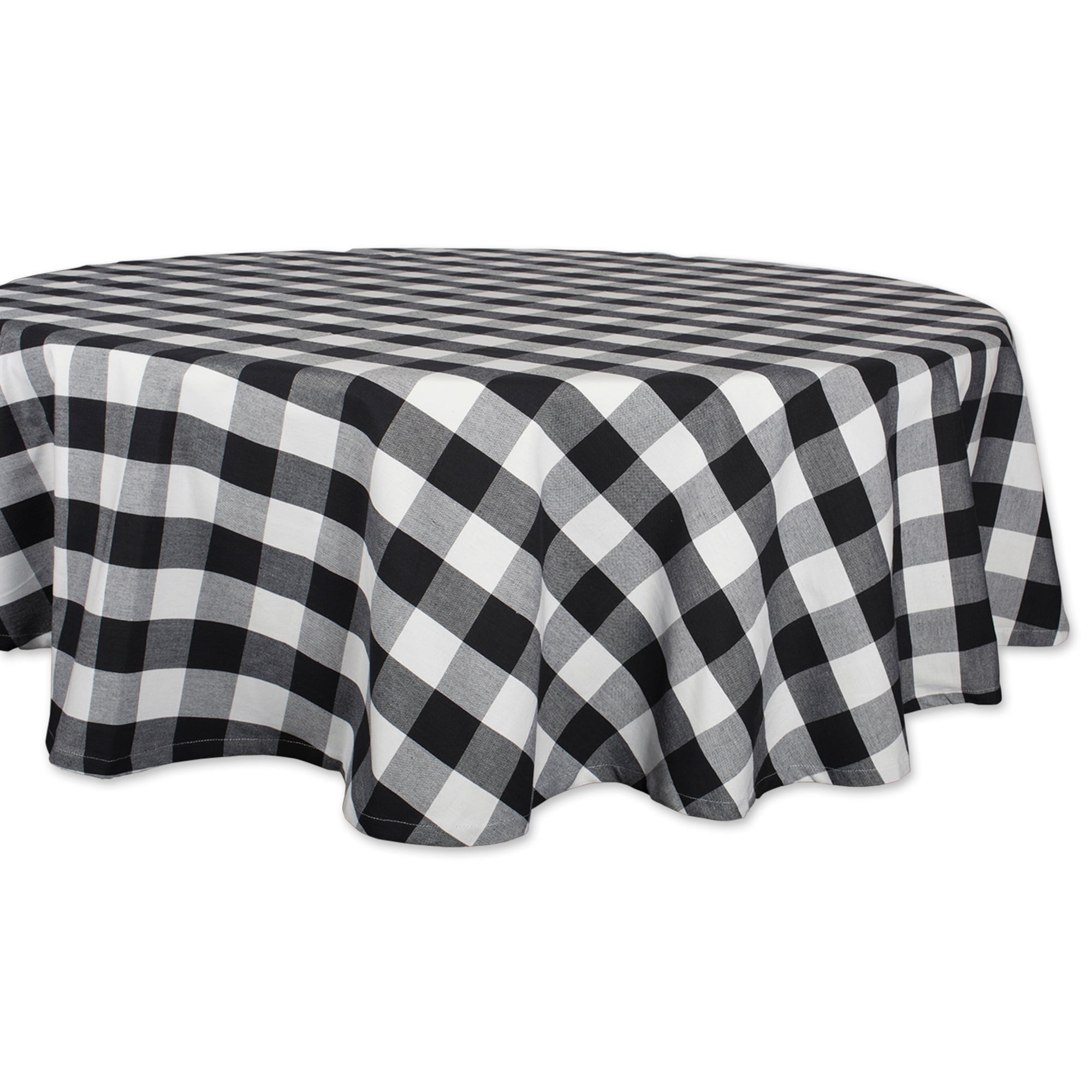 DII Black Buffalo Check Tablecloth Round 70 Inch, 100% Cotton, Durable ...