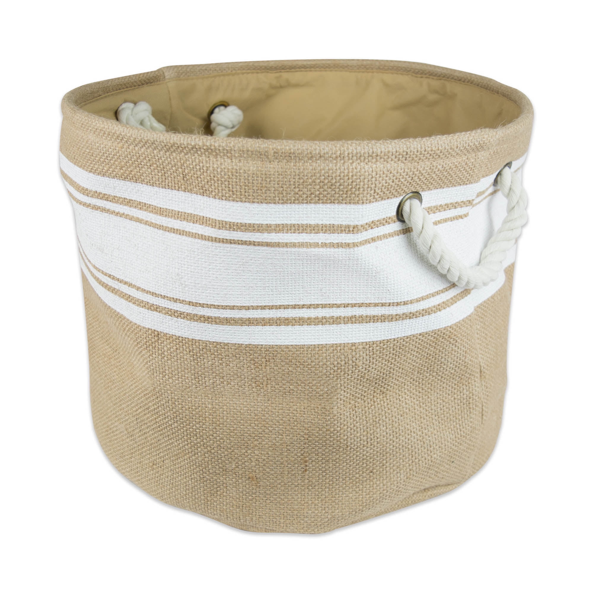 DII Burlap Bin Border White Round Small - Walmart.com