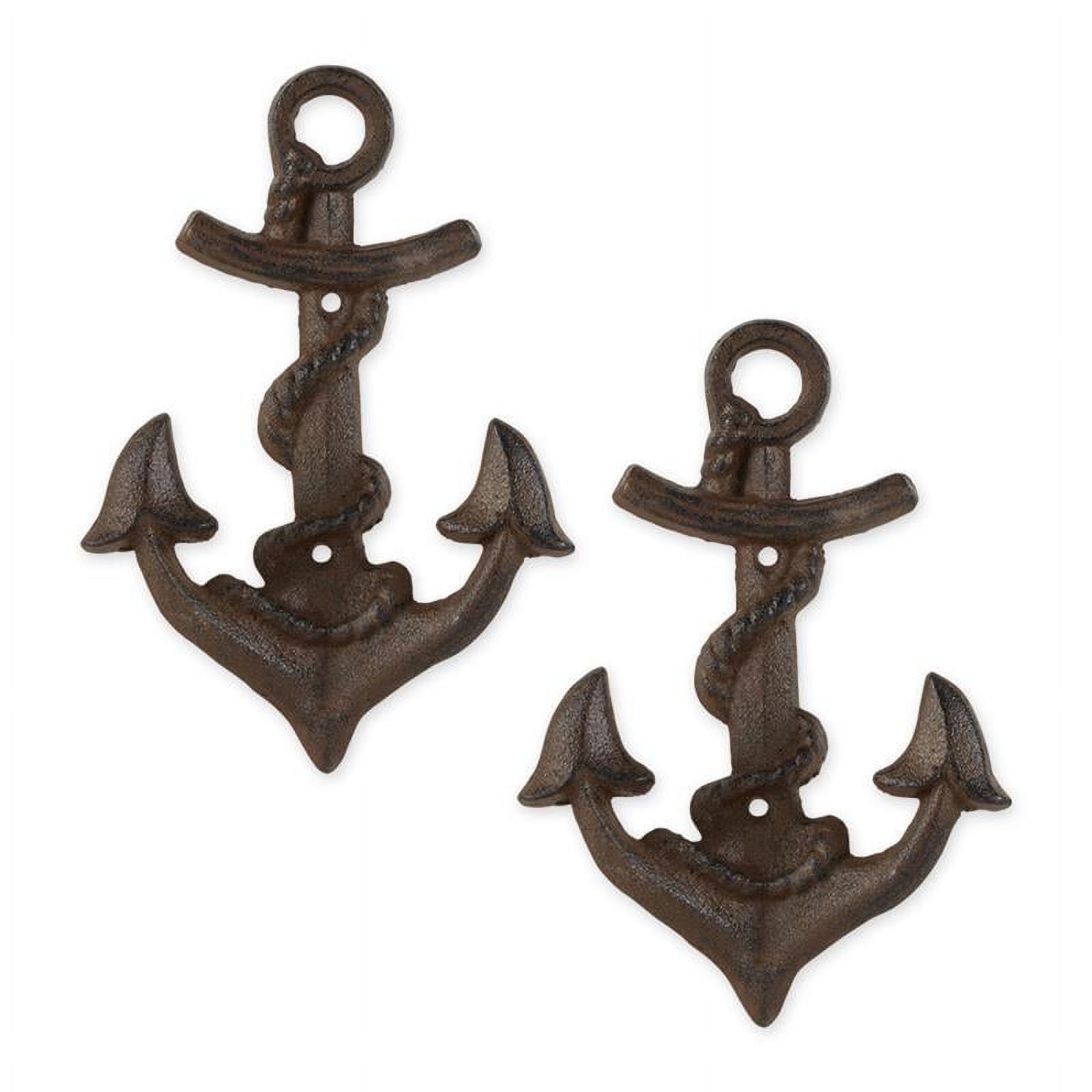 DII Cast Iron Collection Decorative Wall Hook Set, Anchor/Rope, 2 Count ...