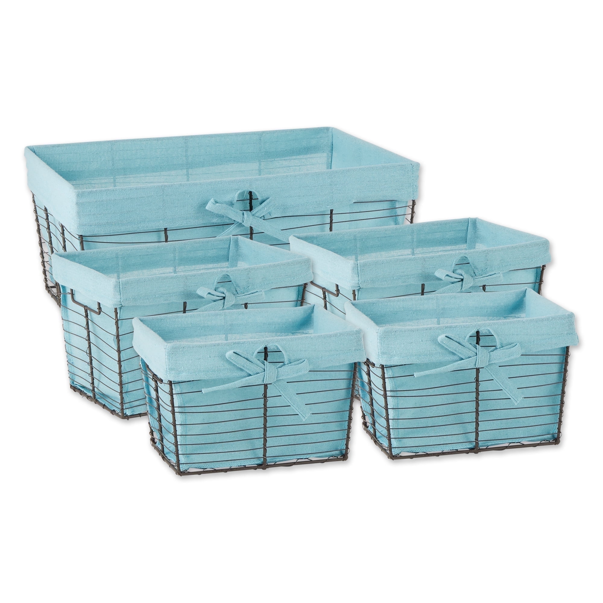 DII Chicken Wire Storage Baskets with Liner, Set of 5, Vintage Aqua ...