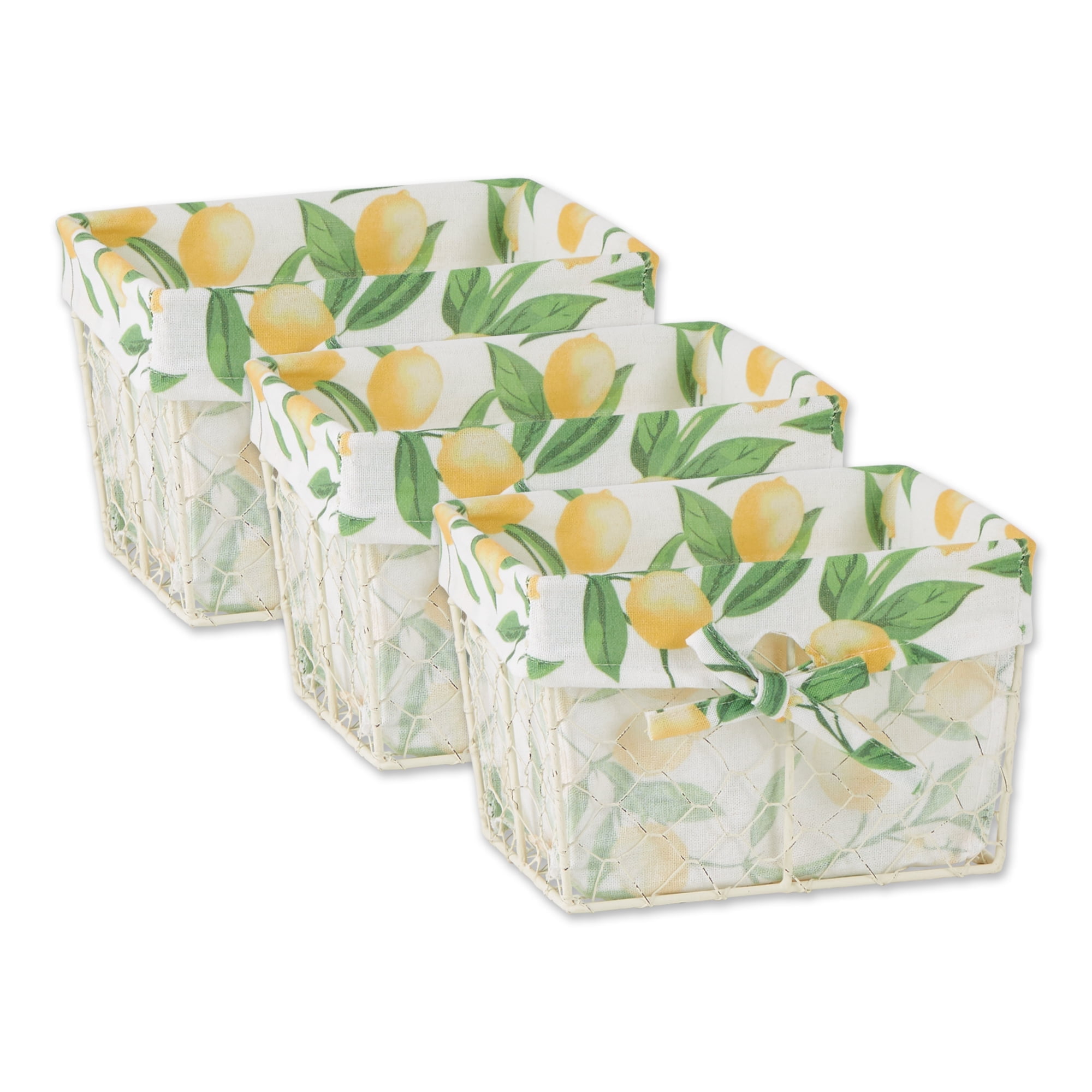 DII Chicken Wire Storage Baskets with Liner, Small, Antique Lemon ...